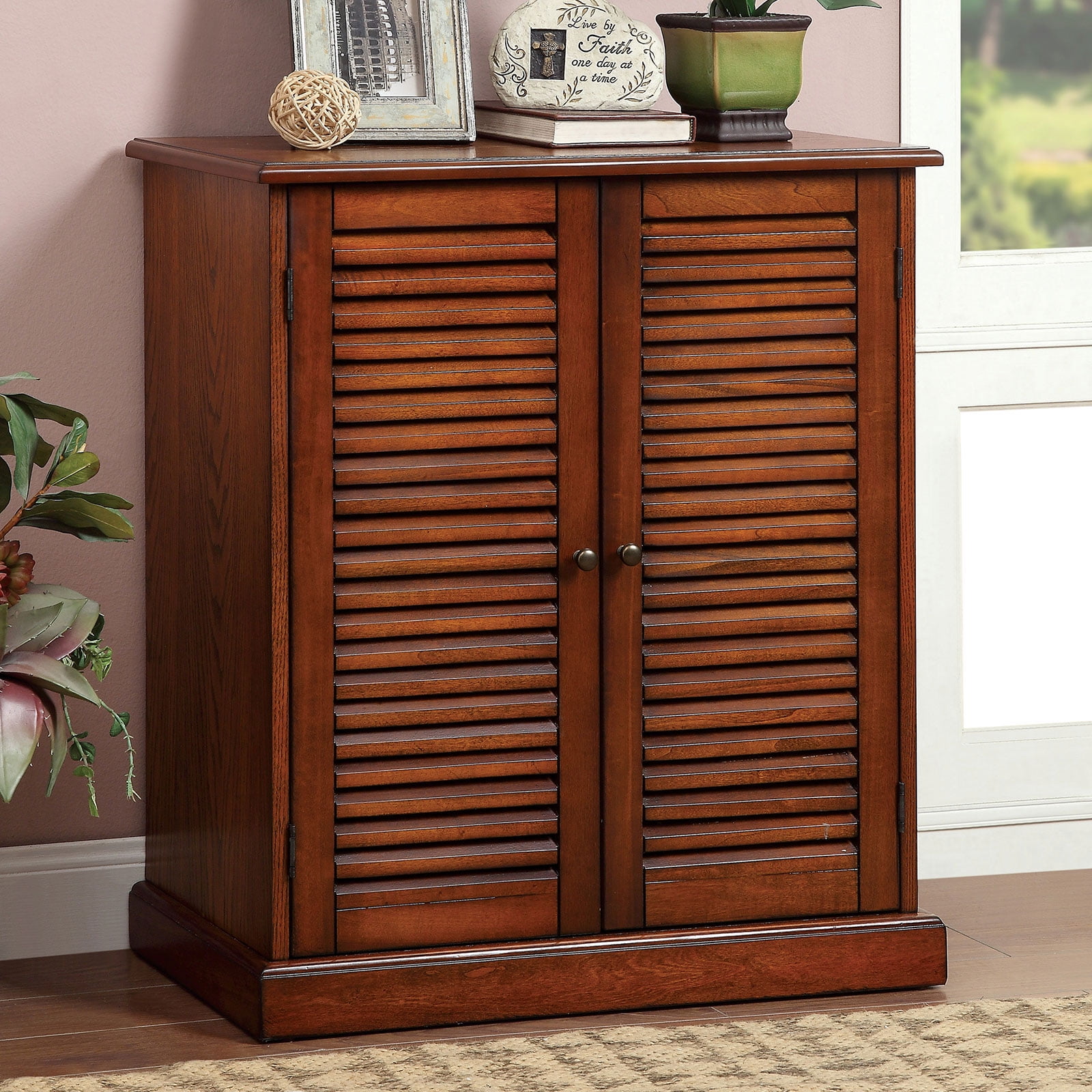 GeeHome Modern Transitional Design 1pc Shoe Cabinet Oak Finish ...