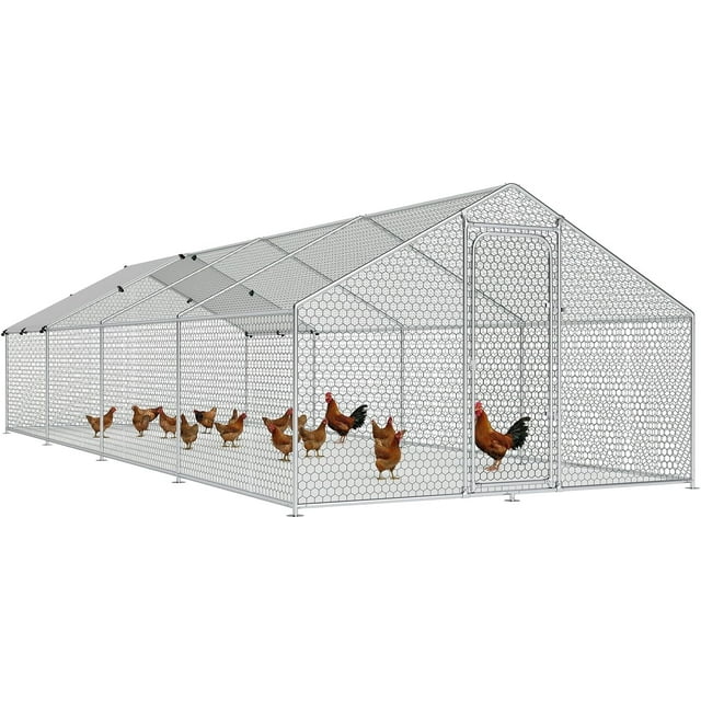 GeeLoon Extra Large Chicken Coop 10 x 26 ft Metal Walk-in Chicken Run ...