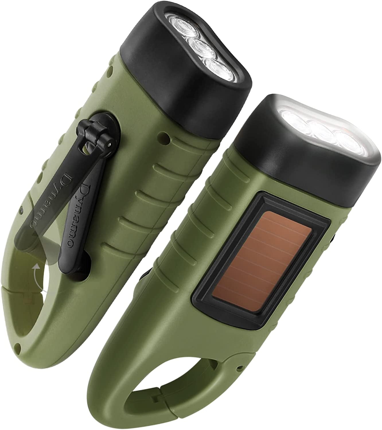 GeeRic 2-Pack Hand Crank Solar LED Flashlight, Rechargeable Emergency ...