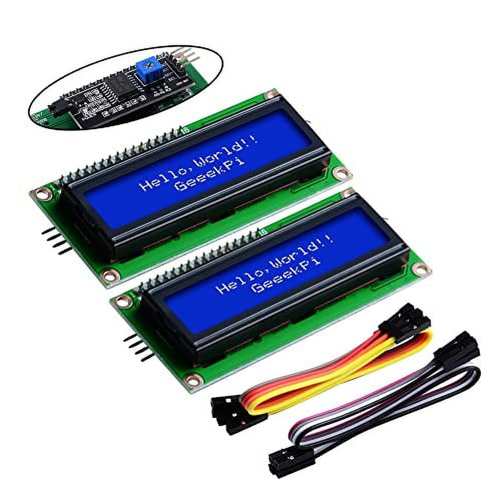 GeeekPi 2-Pack I2C 1602 LCD Display Module 16X2 Character Serial Blue Backlight LCD Module for ...