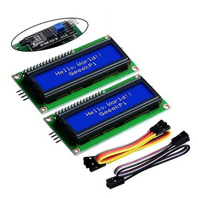GeeekPi 2-Pack I2C 1602 LCD Display Module 16X2 Character Serial Blue ...
