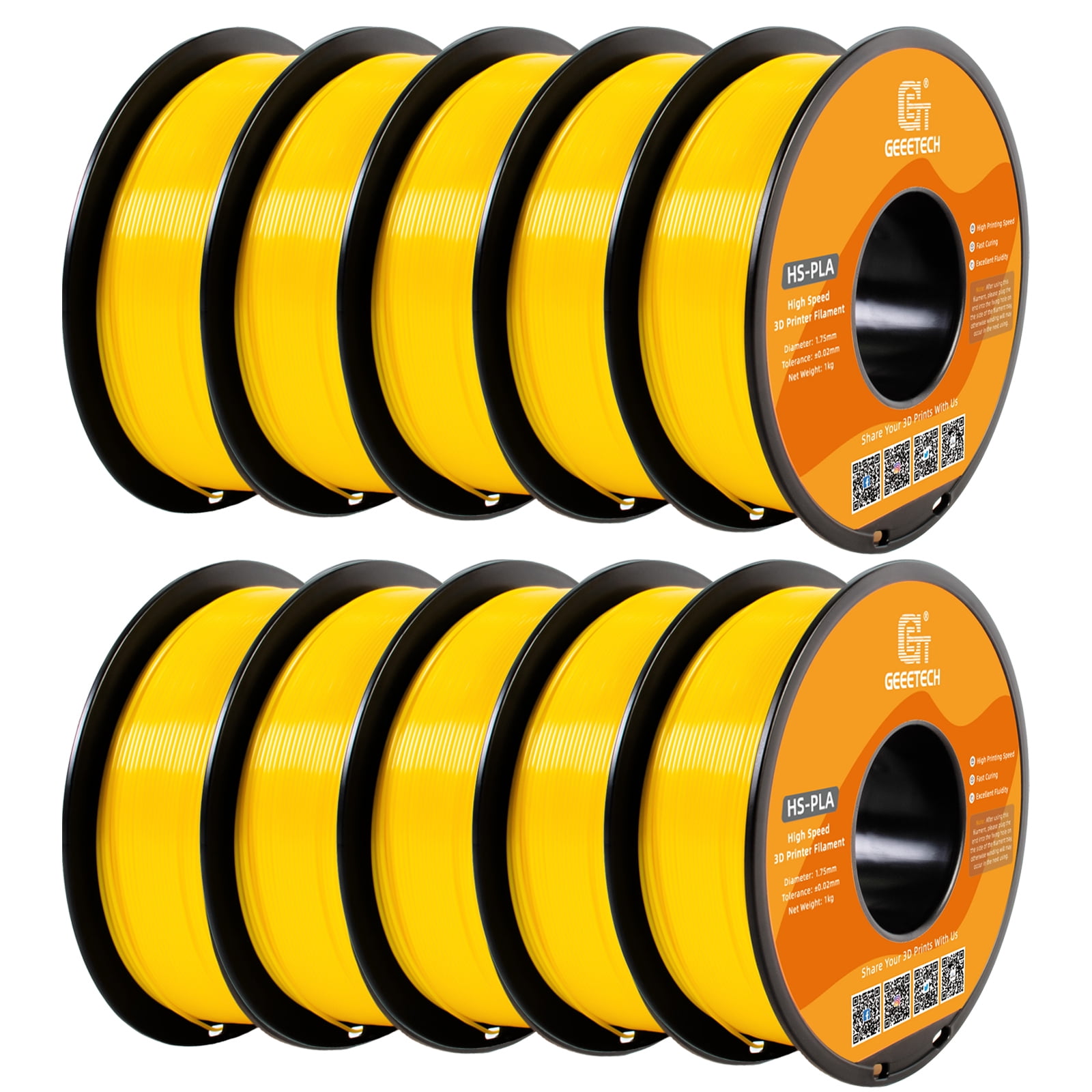 Geeetech 1.75mm PLA 3D Printer Filament, 10kg Spool (22lbs ...