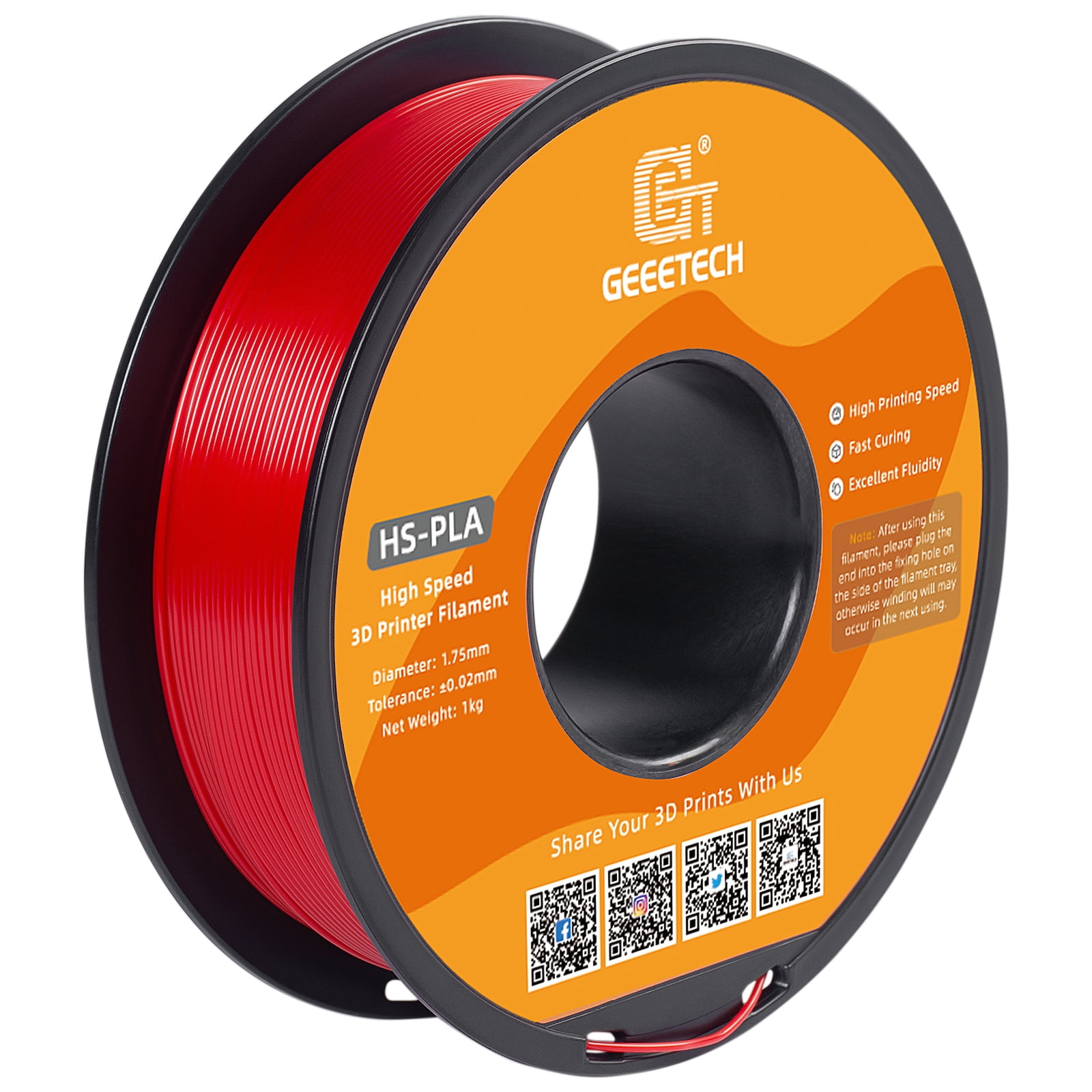 Geeetech 1.75mm PLA 3D Printer Filament, 1kg Spool (2.2lbs ...