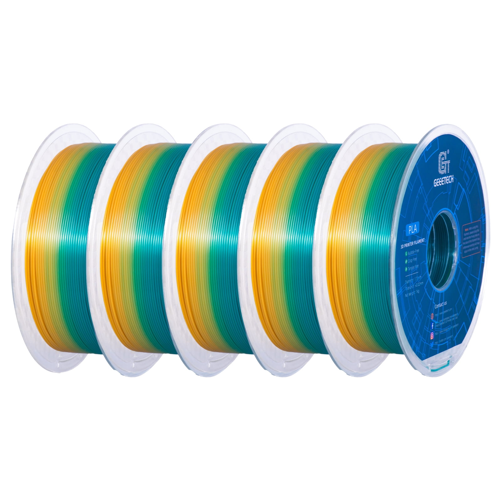 Geeetech 5pcs Gradient Color 1.75mmPLA 3D Printer Filament ...