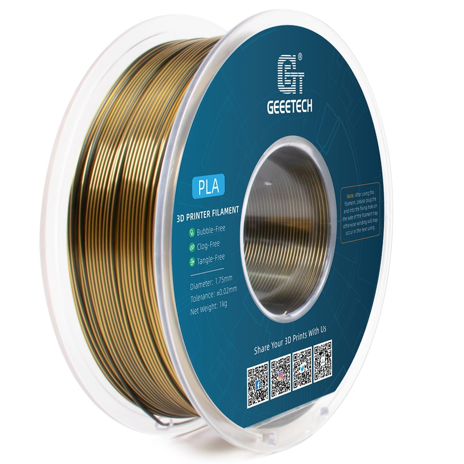 Geeetech Anti-silk type 3D Printer PLA Filament 1KG Toughness Enhanced ...