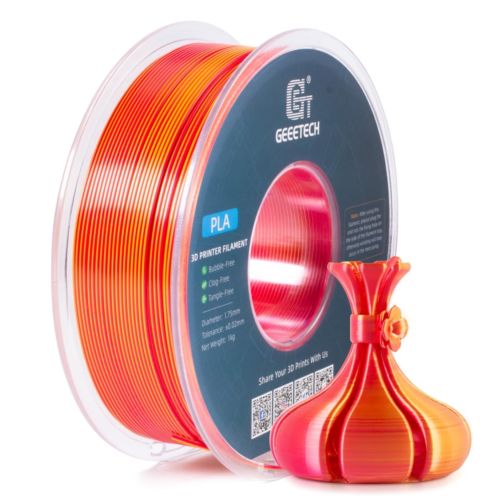 Geeetech Anti-silk type 3D Printer PLA Filament 1KG Toughness Enhanced ...