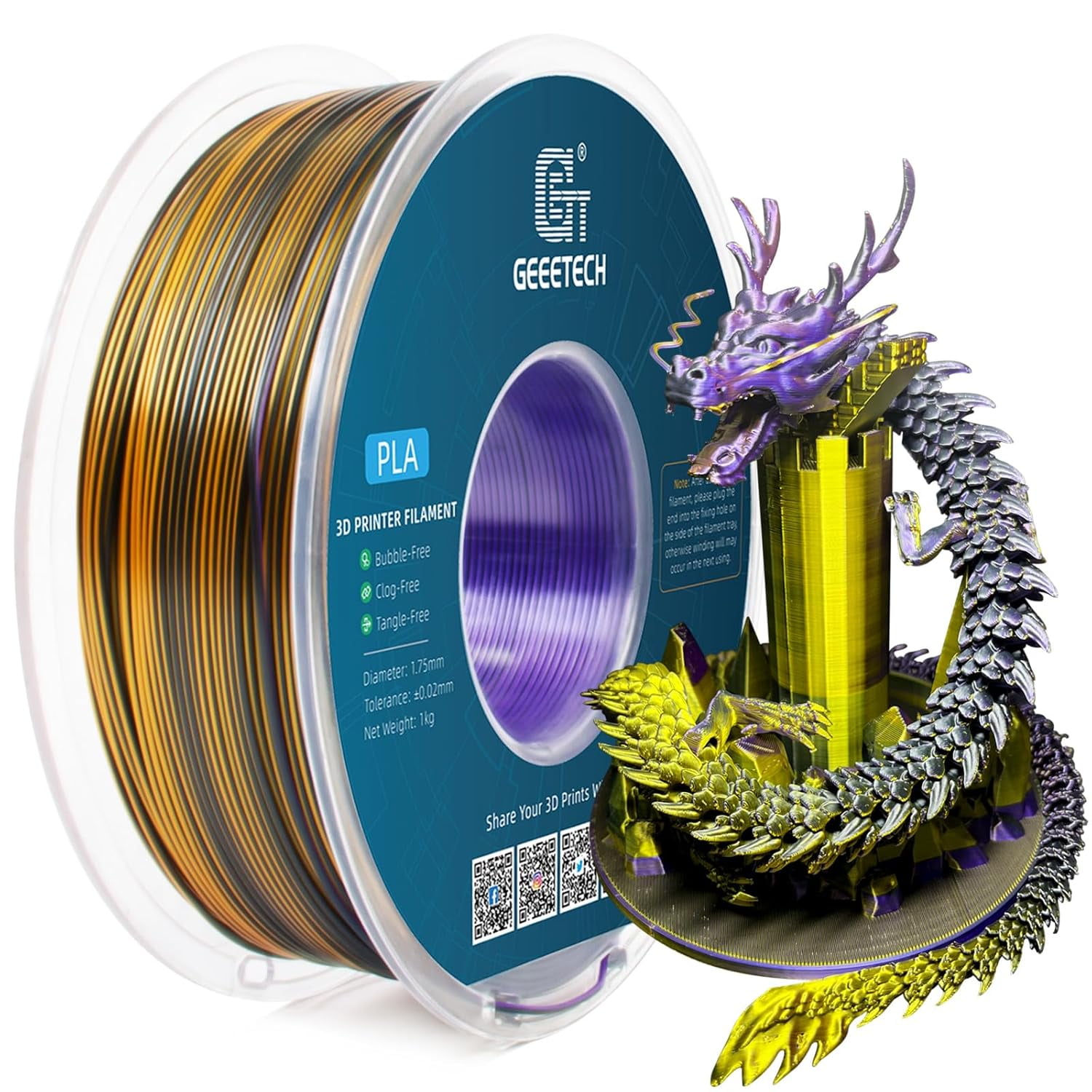 Geeetech Anti-silk type 3D Printer PLA Filament 1KG Toughness Enhanced ...