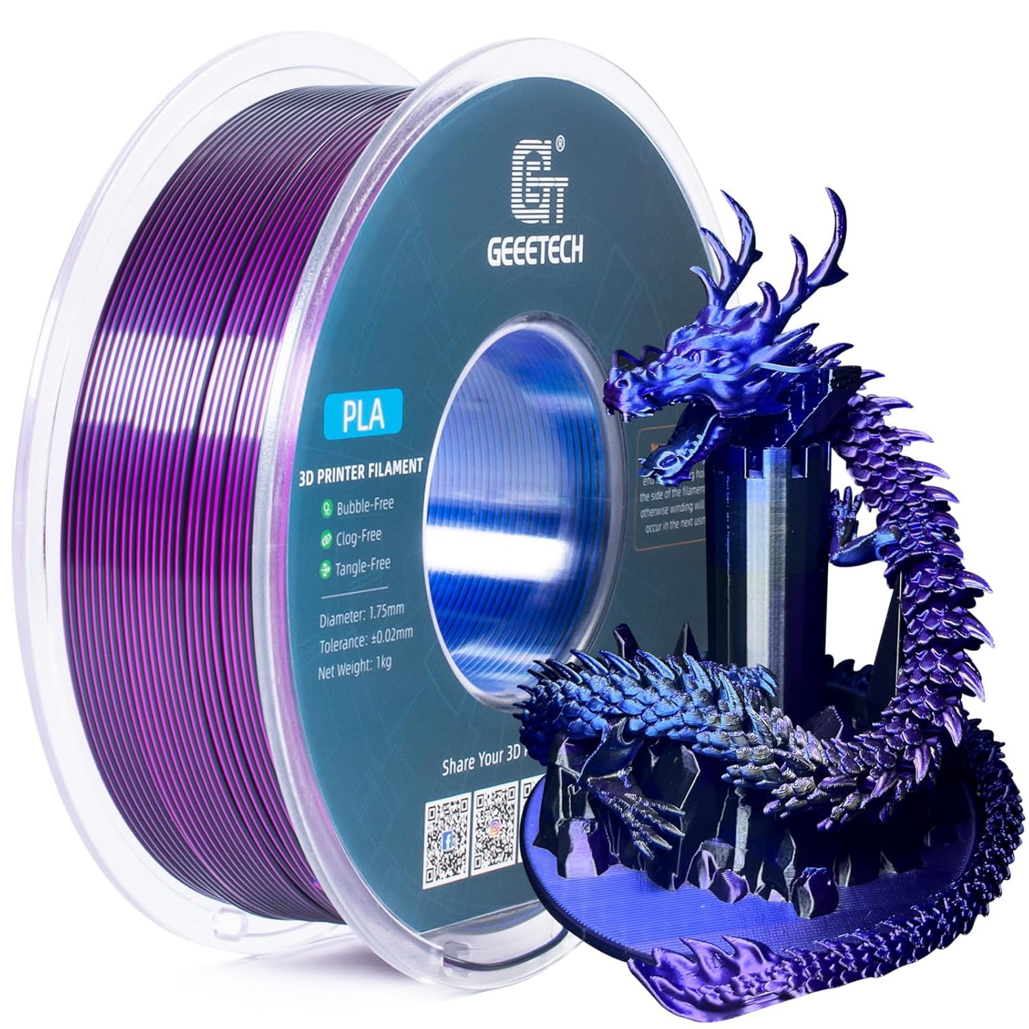 Geeetech Anti-silk type 3D Printer PLA Filament 1KG Toughness Enhanced ...