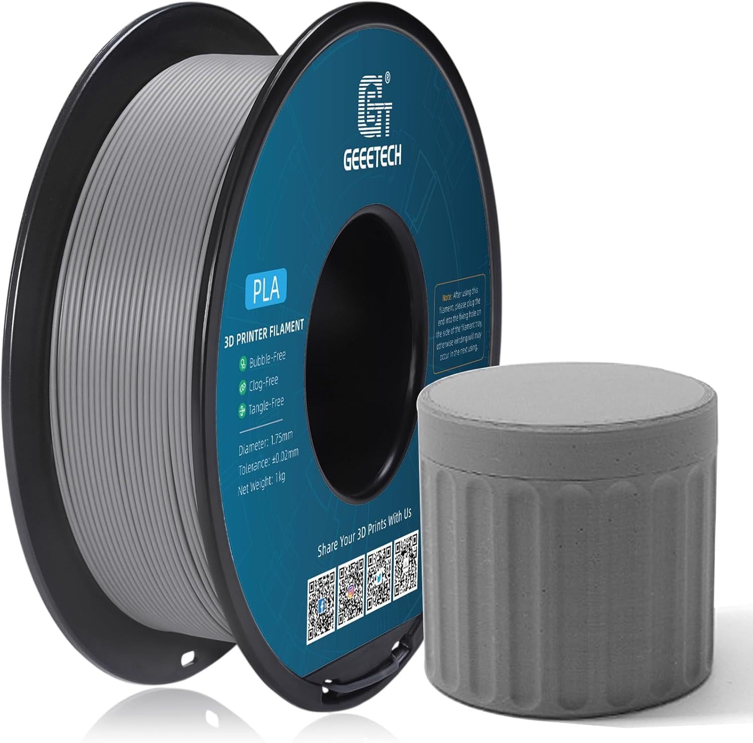 Geeetech Dark Gray Matte PLA Filament Matte 1KG, 1.75mm 3D Printer ...