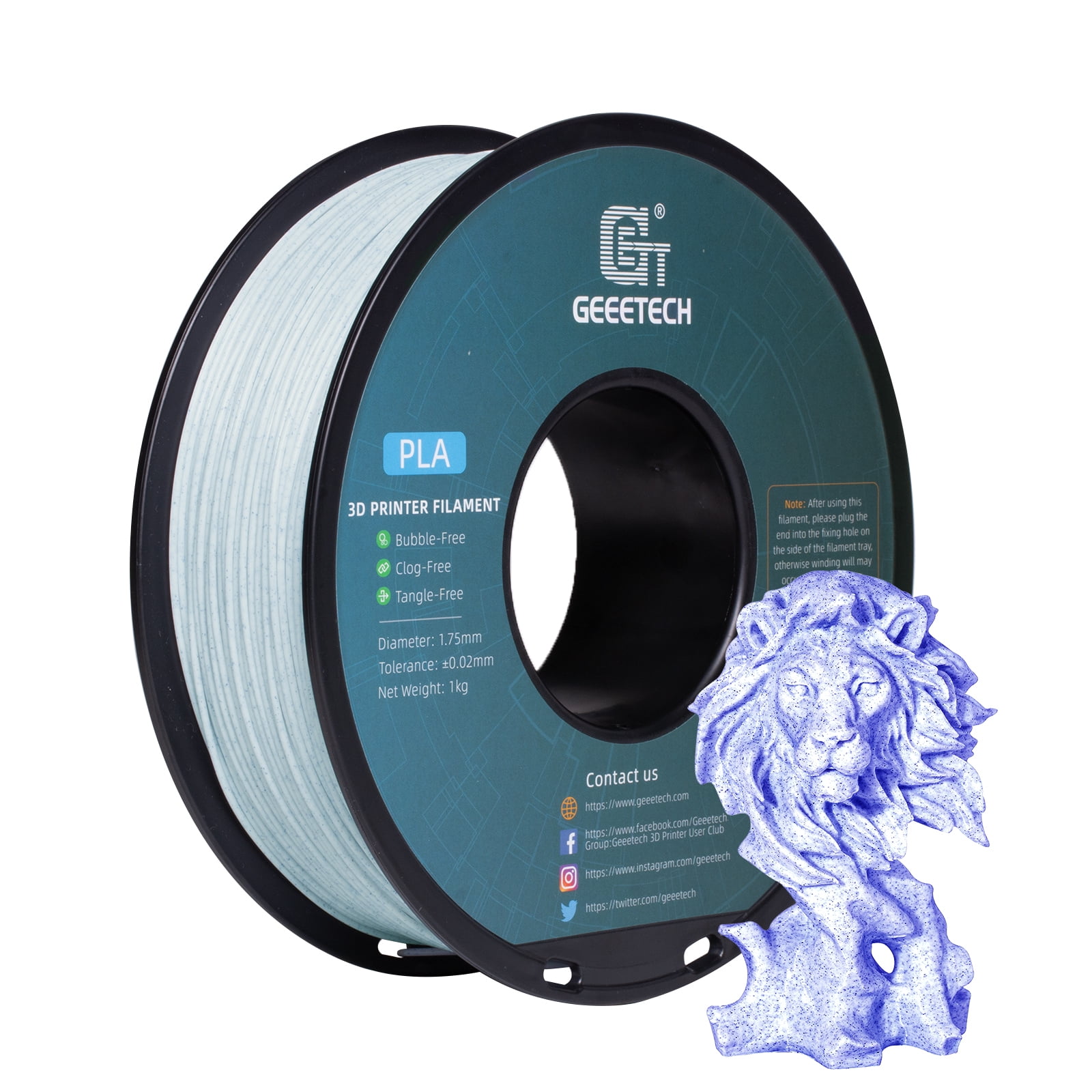 Geeetech Marble blue PLA 3D Printer Filament 1.75mm Toughness Enhanced ...