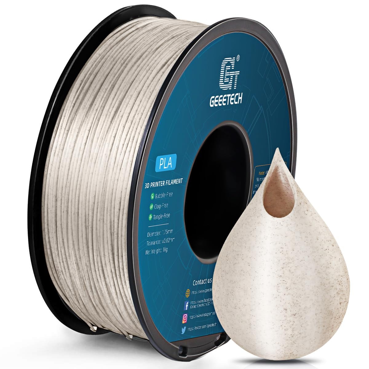 Geeetech Marble brown PLA 3D Printer Filament 1.75mm Toughness Enhanced ...