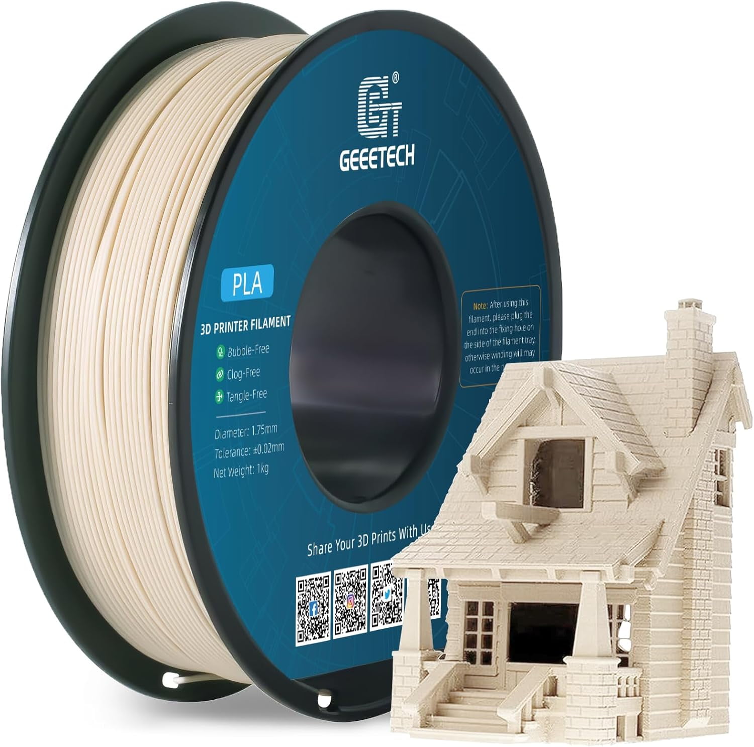 Geeetech PLA 3D Printer Filament, 1.75mm 1KG (2.2lbs) Spool ...