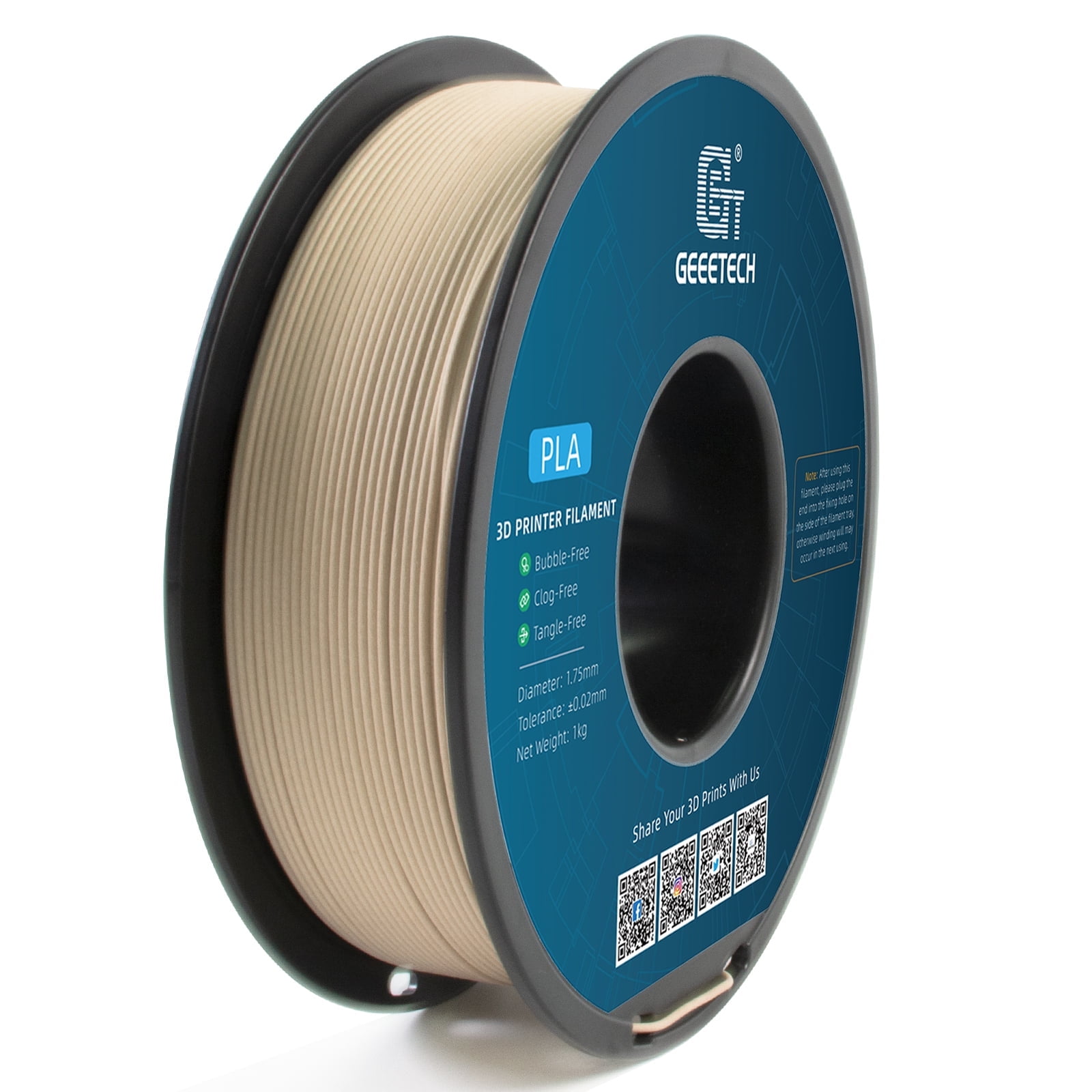 Geeetech PLA 3D Printer Filament, 1.75mm 1KG (2.2lbs) Spool ...
