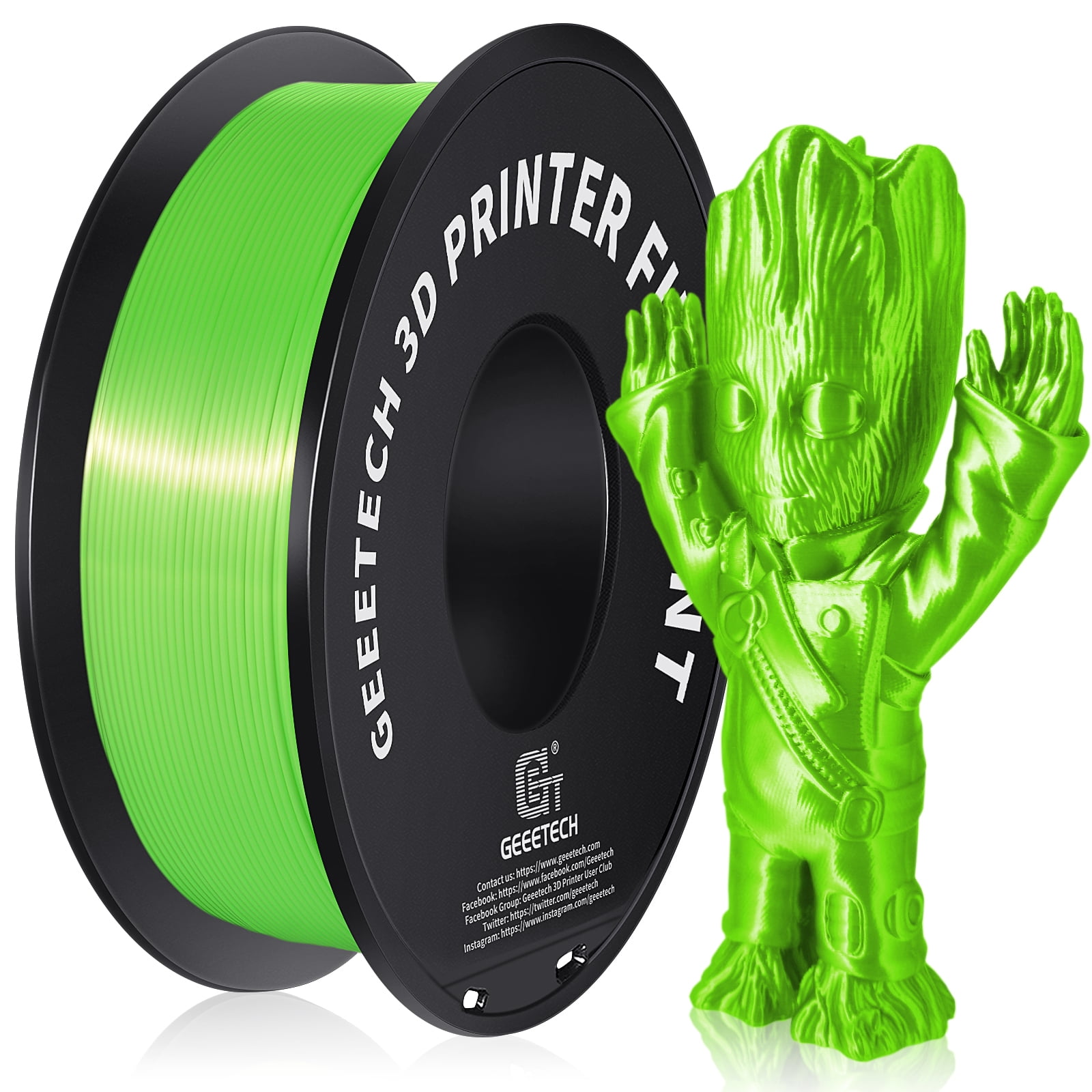Geeetech Silk green 3D Printer PLA Filament 1KG Toughness Enhanced ...