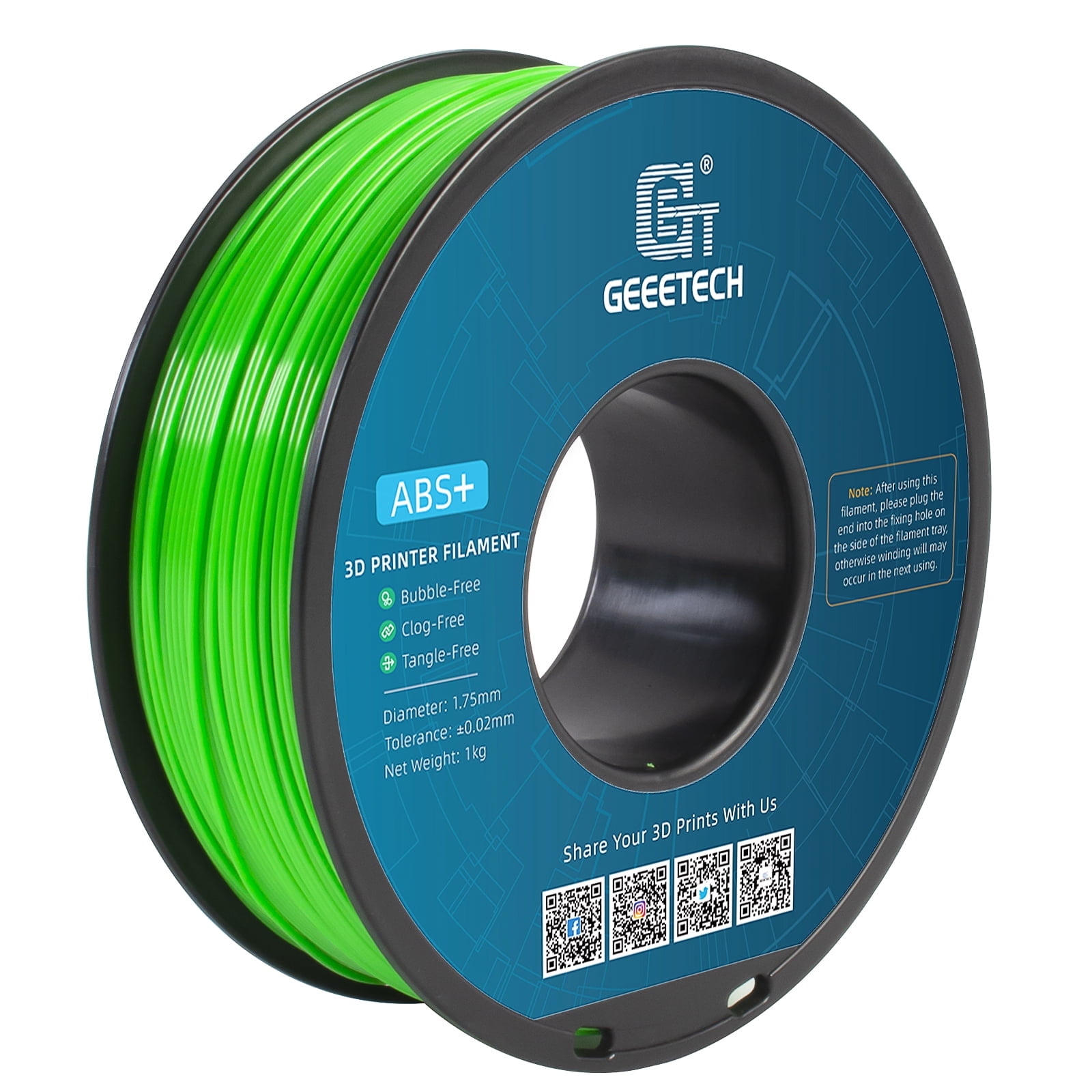 Geeetech neatly wound green ABS filament 1.75mm gray 3D printer ...
