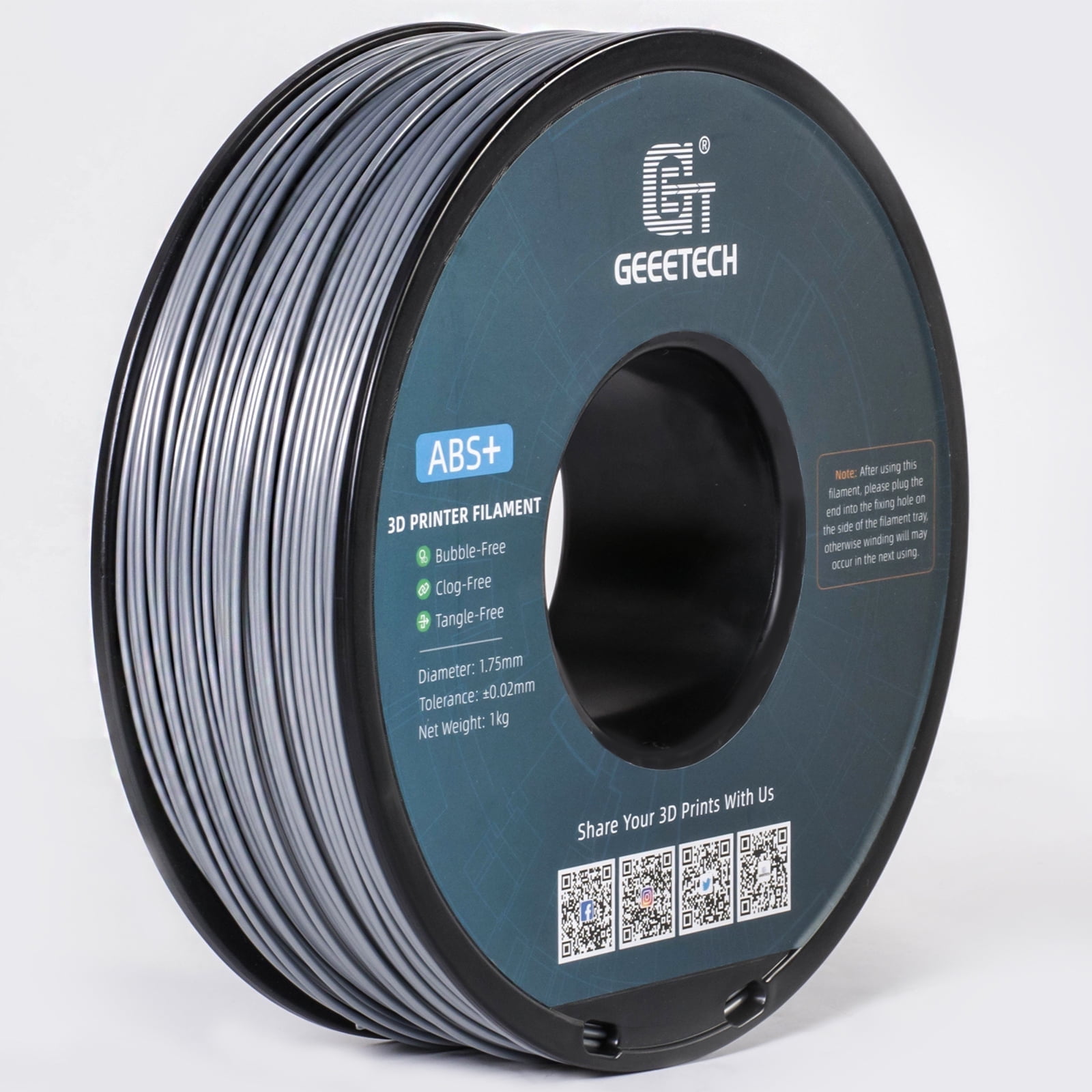 Geeetech neatly wound silver ABS filament 1.75mm gray 3D printer ...