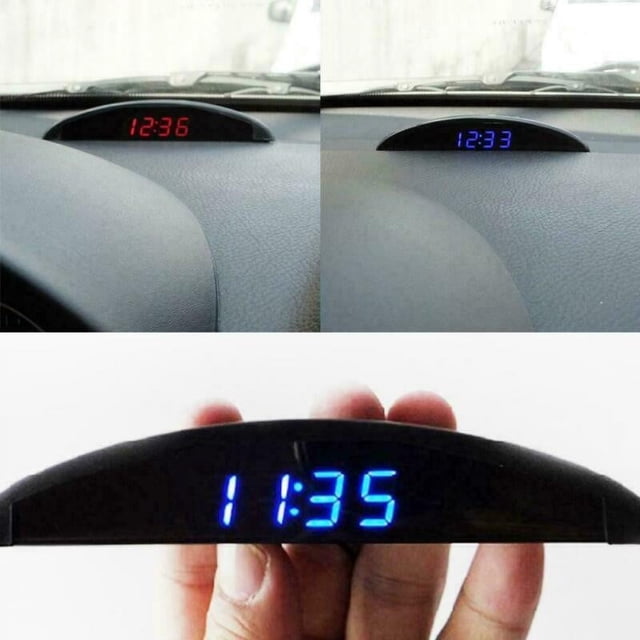 Geege 12V Digital LED Alarm Auto Electronic Car Clock Voltmeter ...