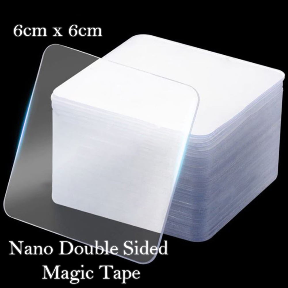 Geege 50Pcs Square Nano Double-Sided Transparent Tape Sticker ...