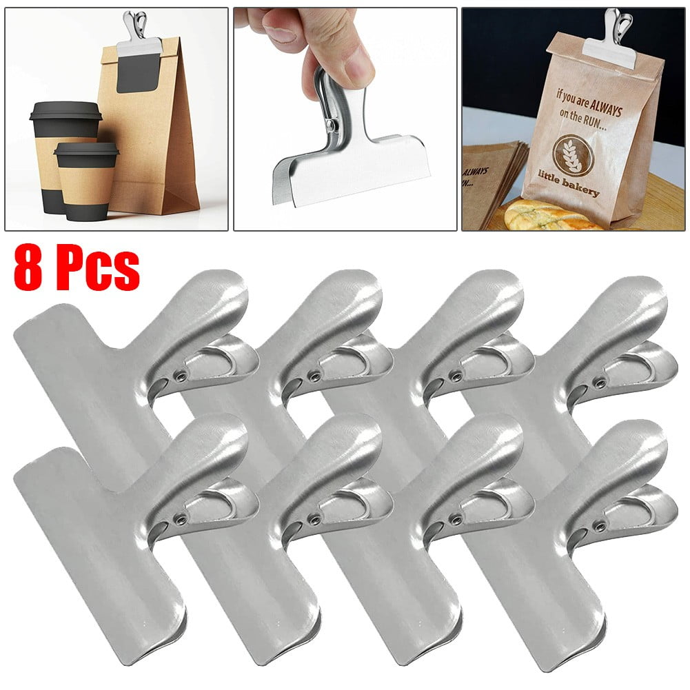 Geege 8Pcs Set Metal Chip Bag Clips Stainless Steel Home Kitchen Food ...