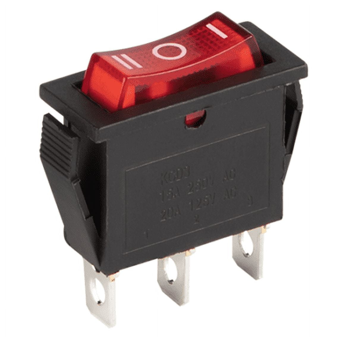 Geege Rocker Switch 15A 250V 20A 125V Red On-Off-On 3 Pin - Walmart ...