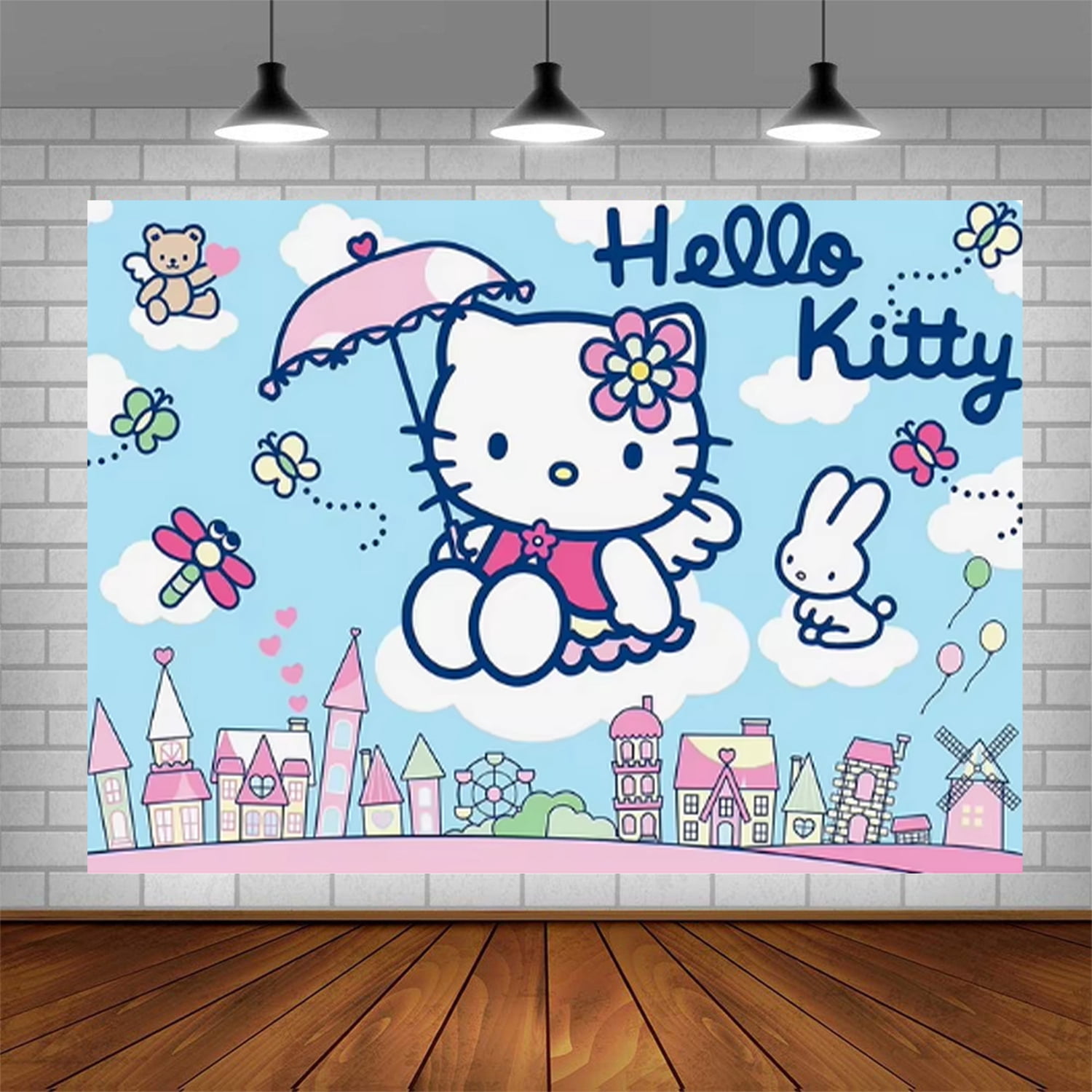 Geek Cartoon Hello Kitty Kuromi Theme Backdrop for Girls, Birthday ...