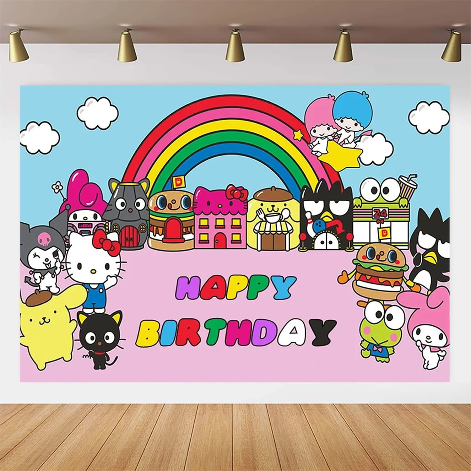 Geek Cartoon Sanrio Hello Kitty Kuromi Theme Backdrop for Girls ...