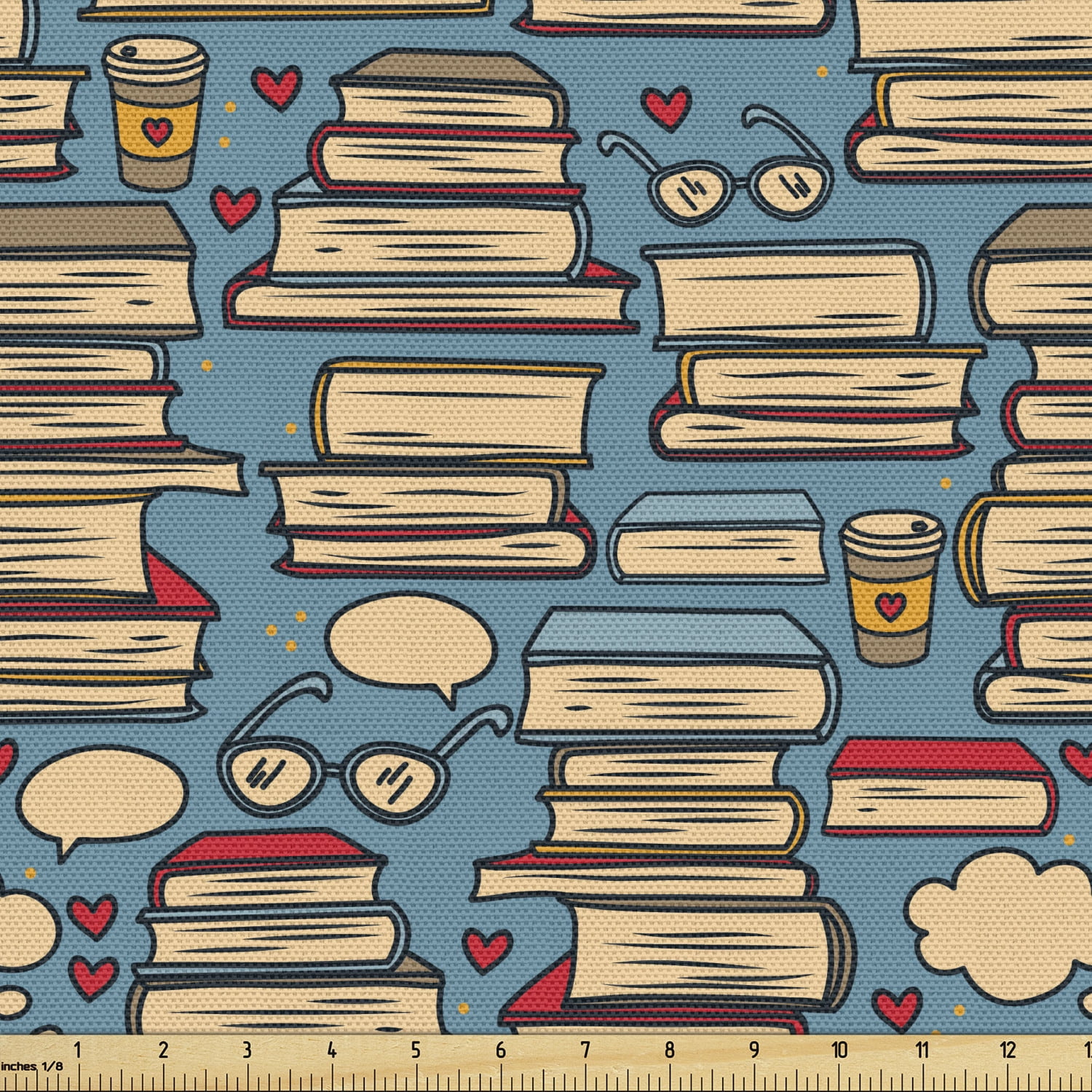 Geek Fabric by the Yard, Repeating Pattern with Stack of Books Combined ...