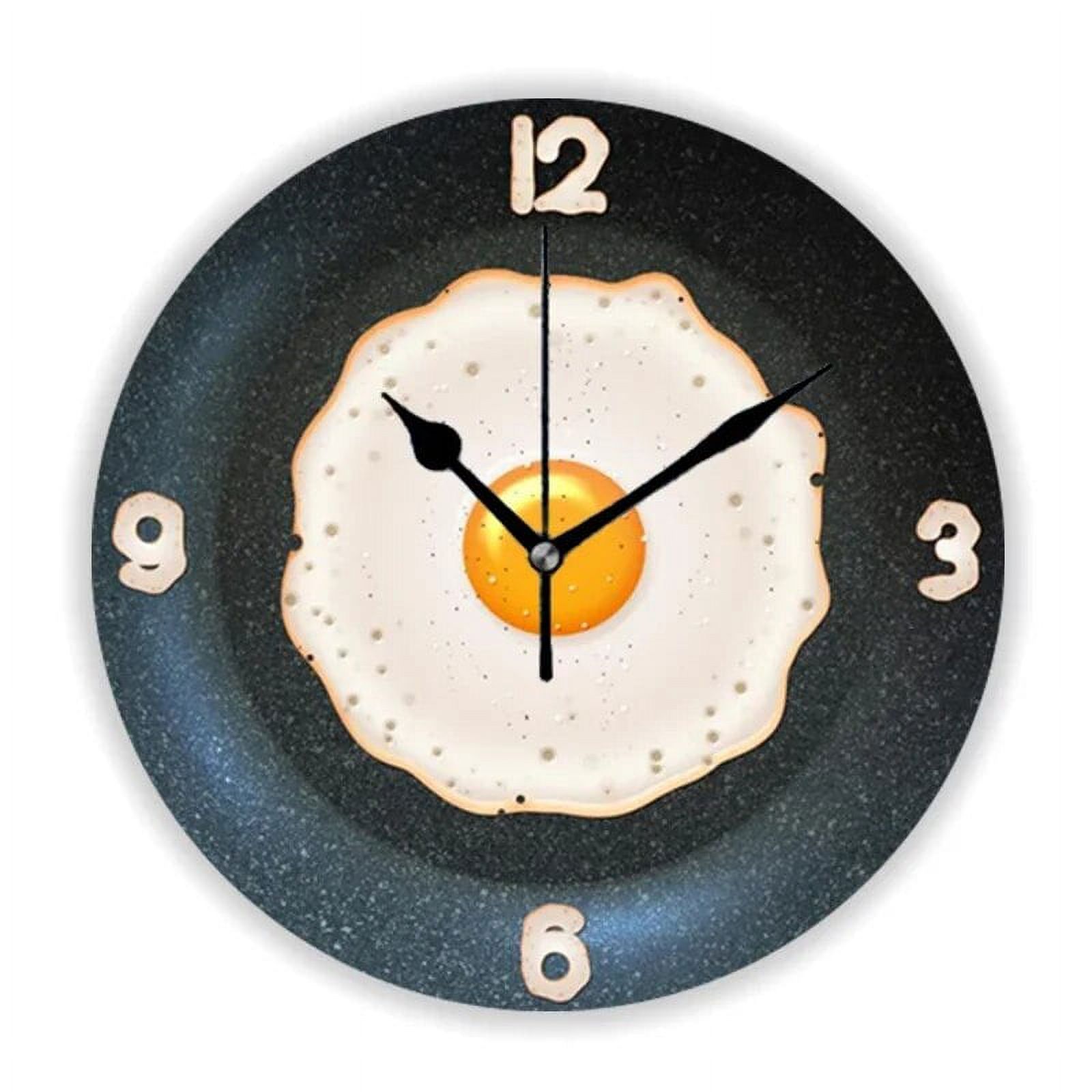 Geek Fried Eggs and Bacon Smiling Face Large Wall Clock for Kitchen ...