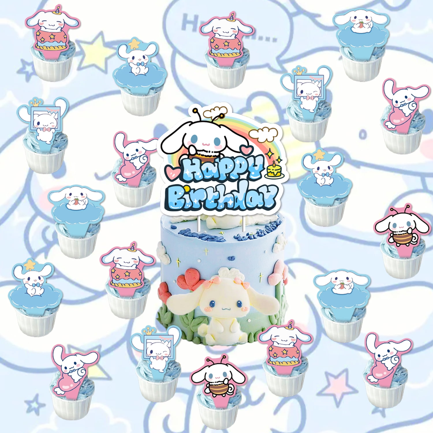 Geek Hot Sanrio Birthday Party dinnerware Disposable Banner Cake Topper ...