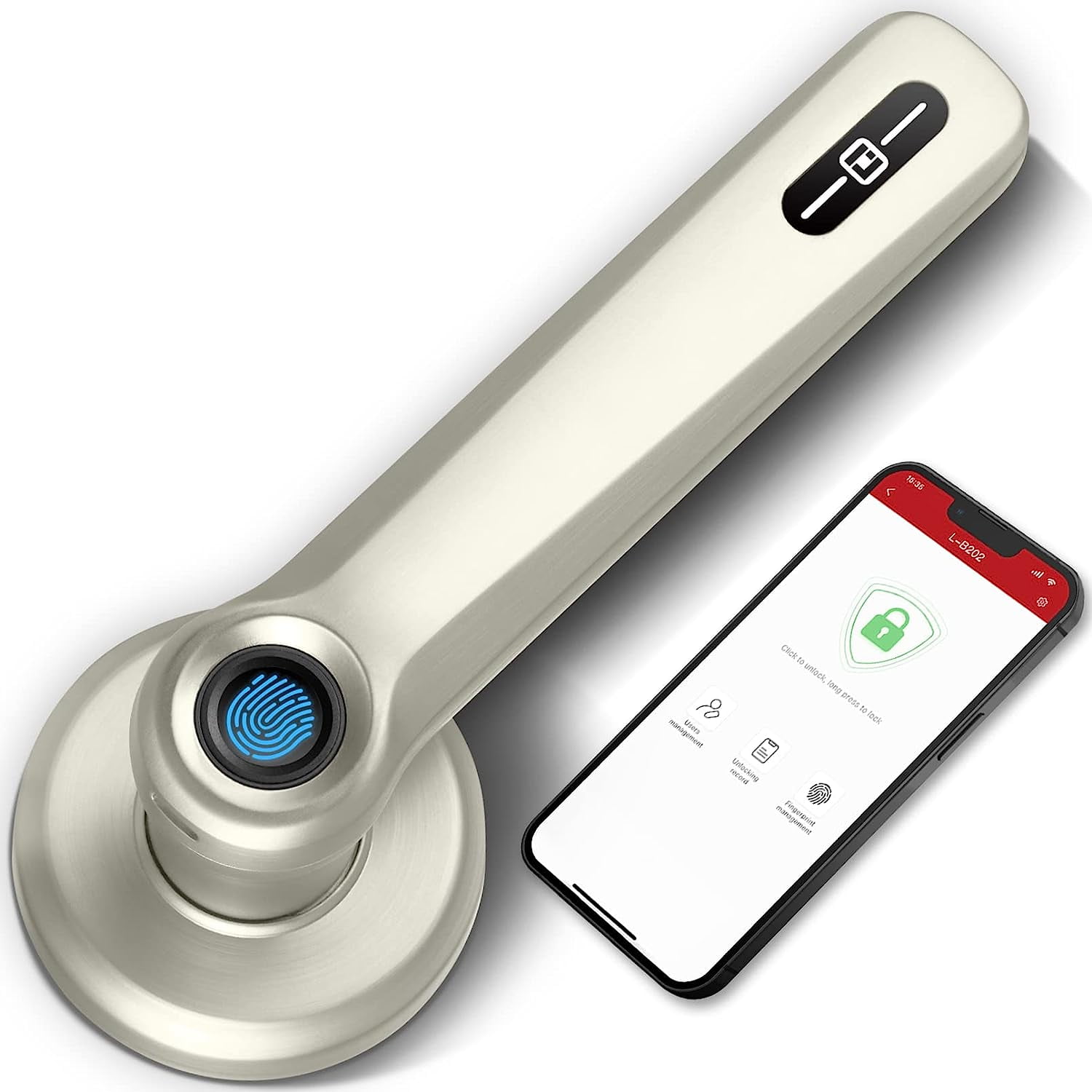 Geek Smart Door Lock with App, Fingerprint Door Lock Handle, Smart Door ...