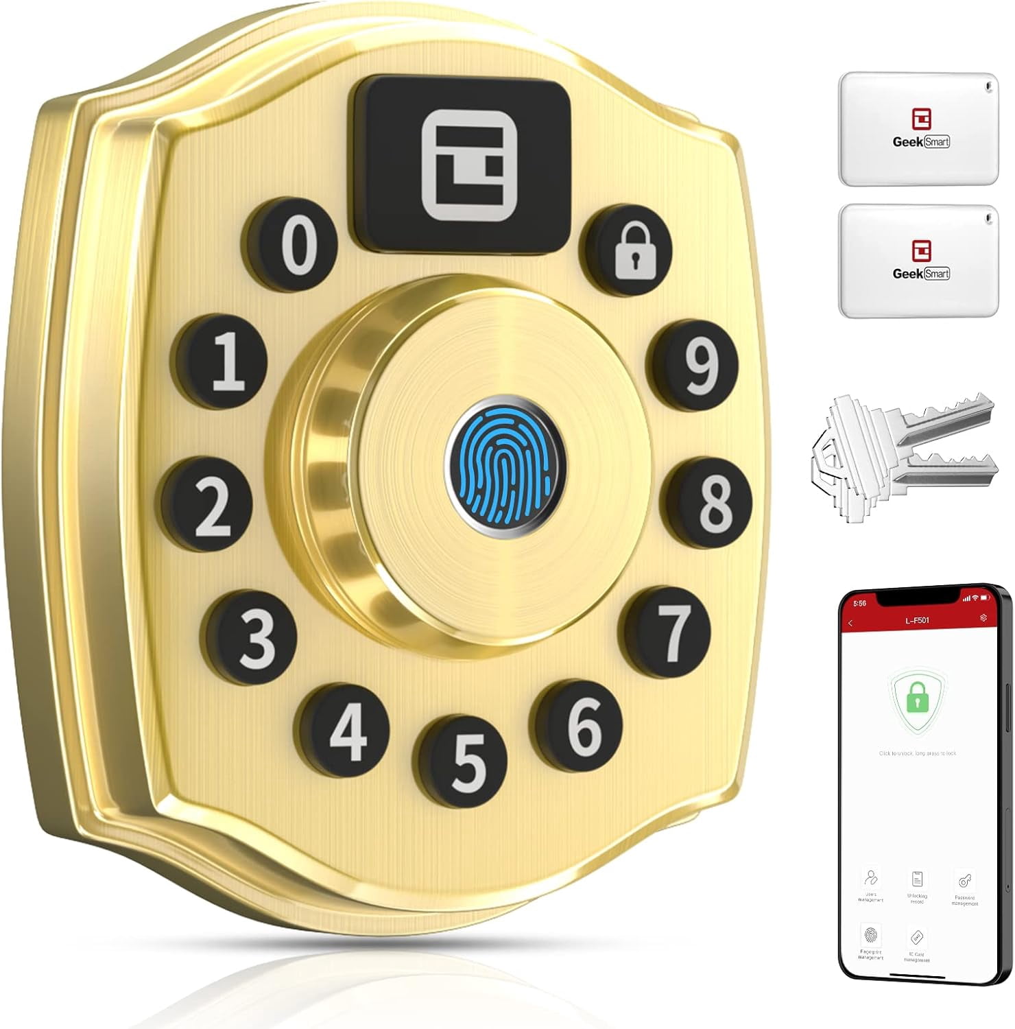 Geek Smart Door Lock with Keypad, Fingerprint Door Knob with App, Smart ...