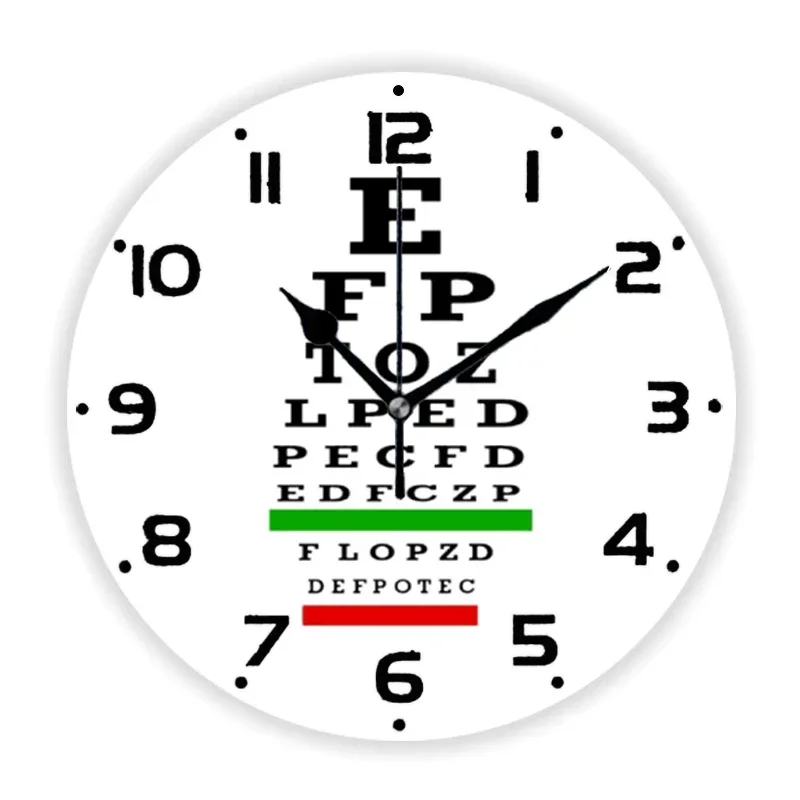 Geek Snellen Chart Eye Exam Chart Round Wall Clock for Optometrist ...