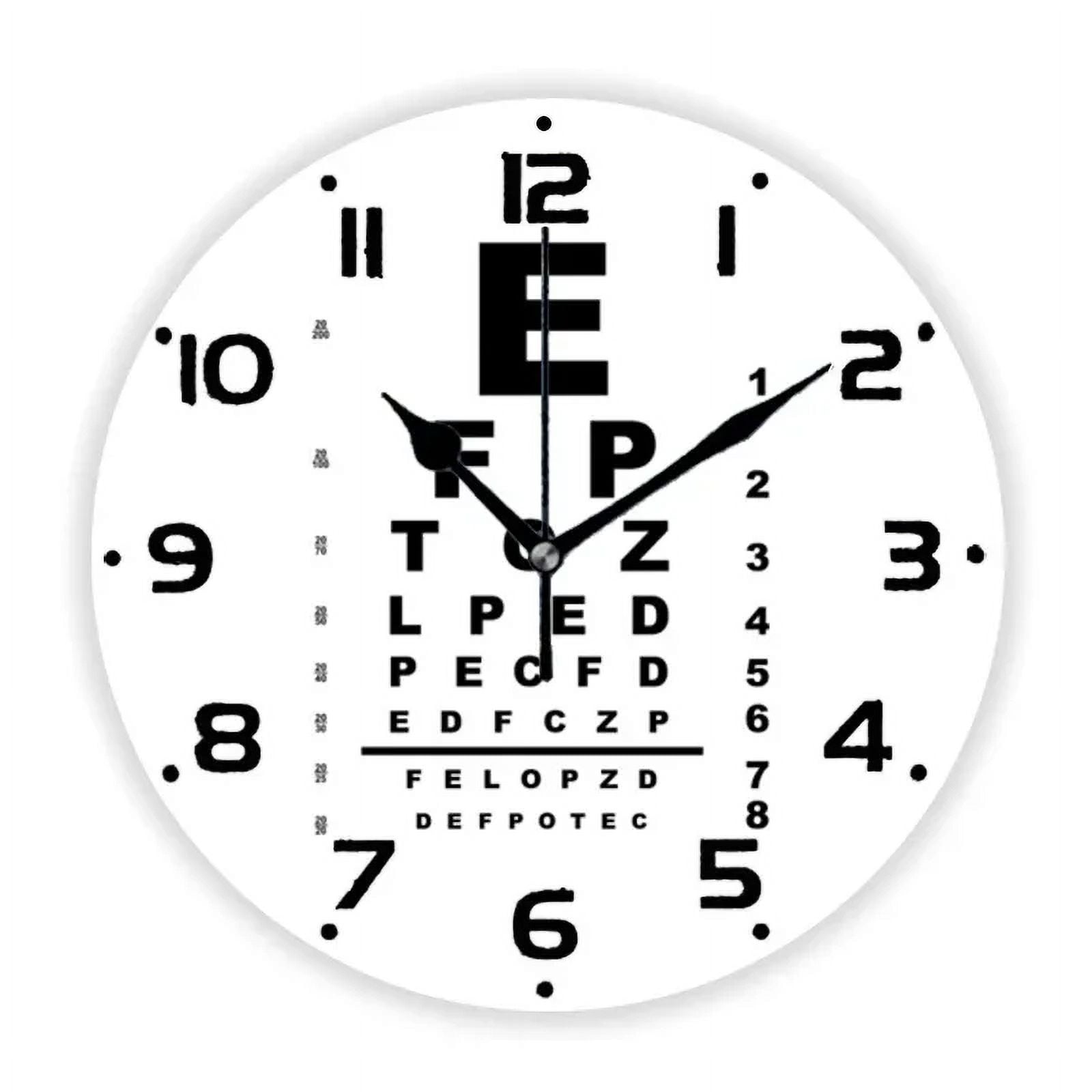 Geek Snellen Chart Eye Exam Chart Round Wall Clock for Optometrist ...