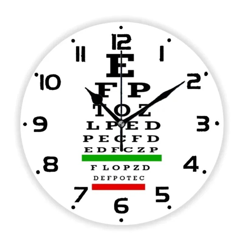 Geek Snellen Chart Eye Exam Chart Round Wall Clock for Optometrist ...