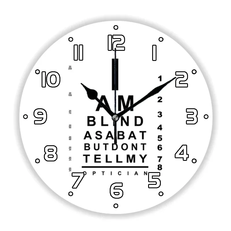 Geek Snellen Chart Eye Exam Chart Round Wall Clock for Optometrist ...