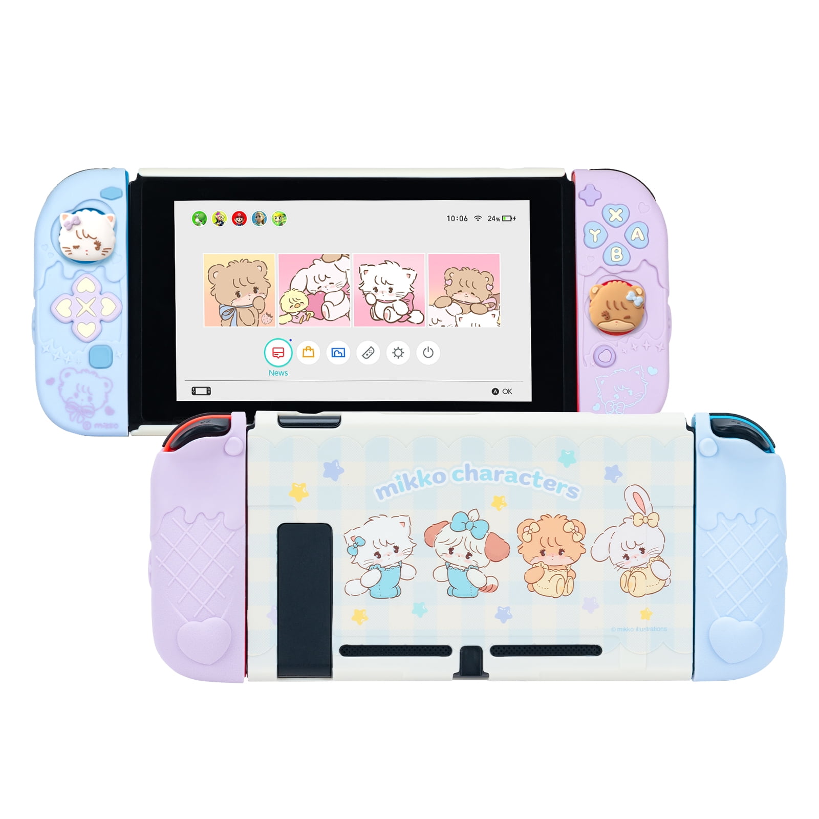 GeekShare Protective Case for Nintendo Switch Silicone Cover for Joy Con with Thumb Grips Mikko ...