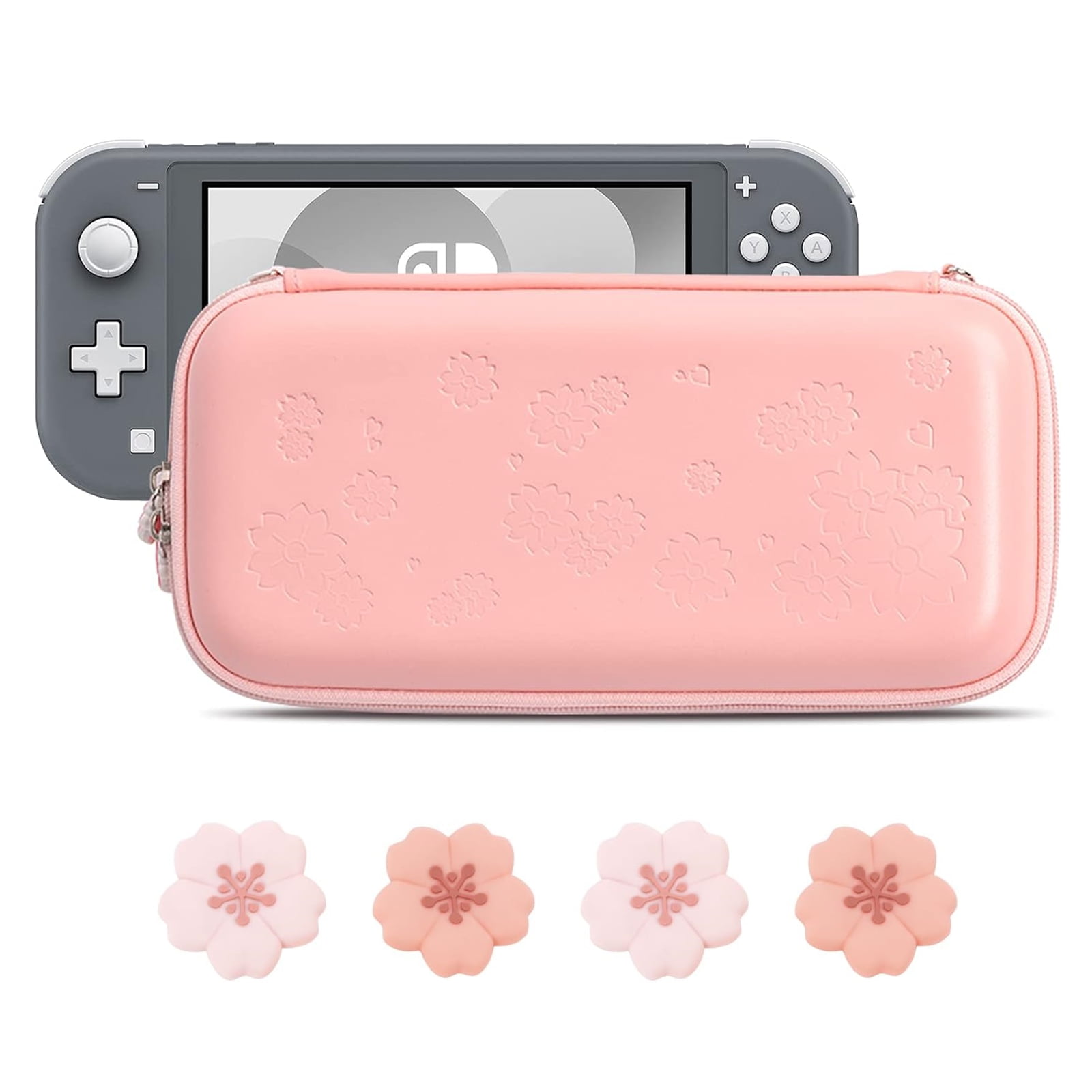 GeekShare Sakura Pink Carry Case + Thumb Grips Sets for Nintendo Switch ...