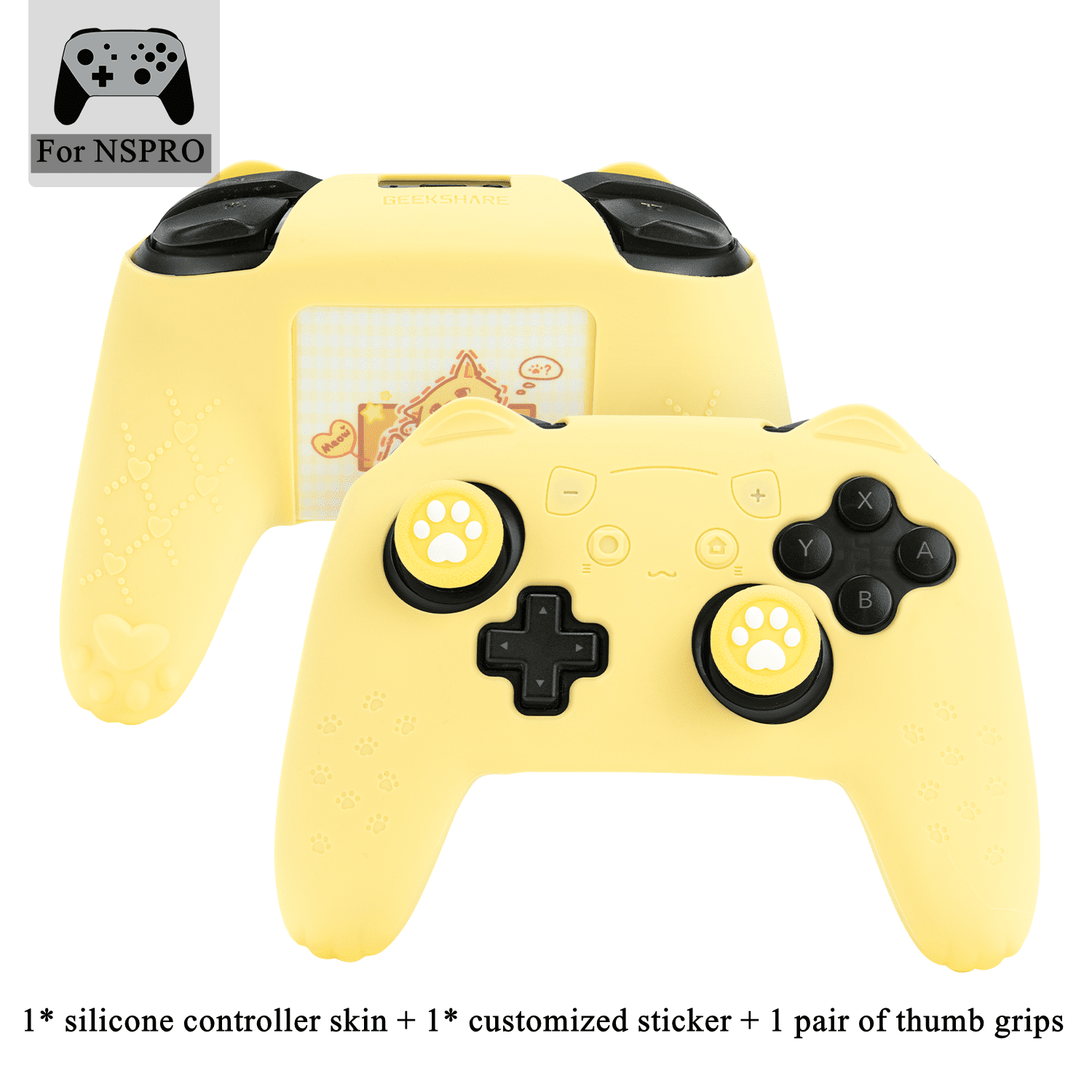 GeekShare Yellow Cat Paw Controller Skin Silicone Protective Cover for ...