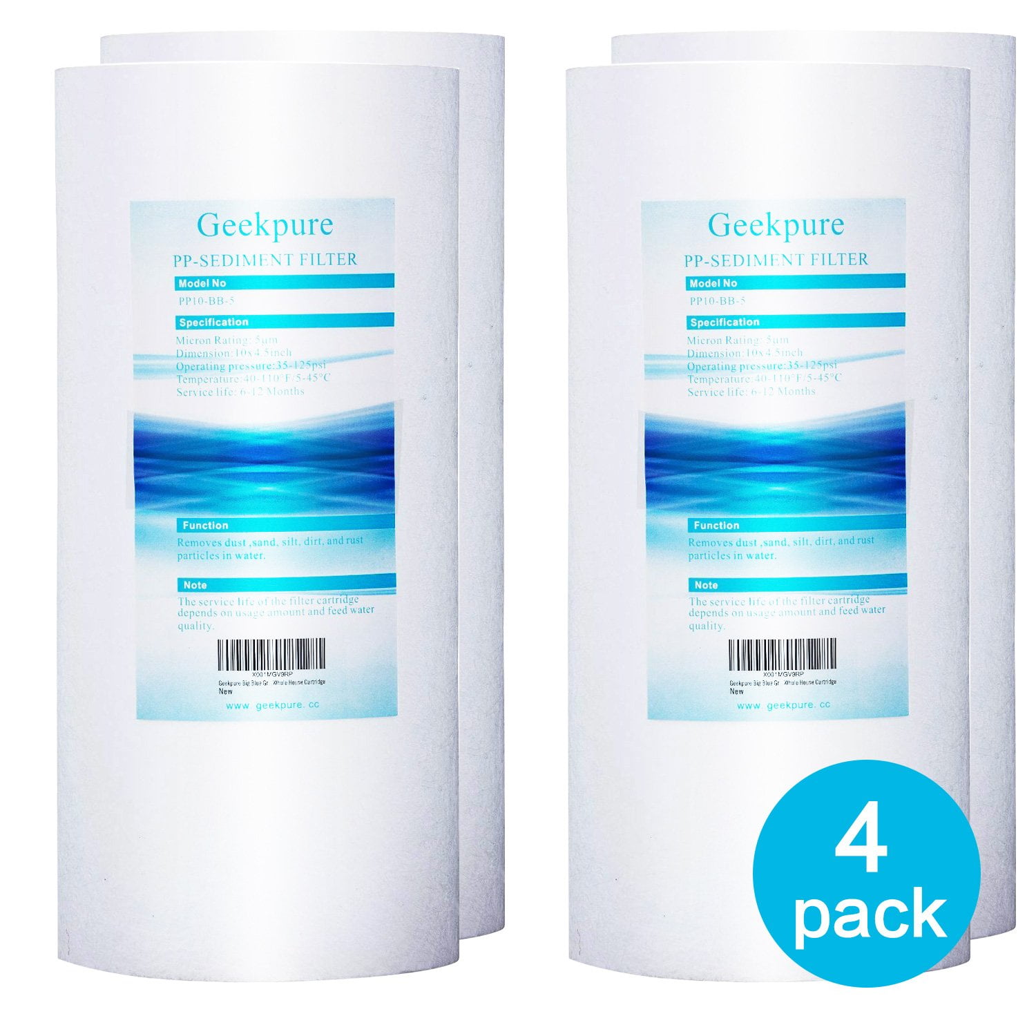 Geekpure 10-Inch PP Sediment Filter for Whole House Water System ...