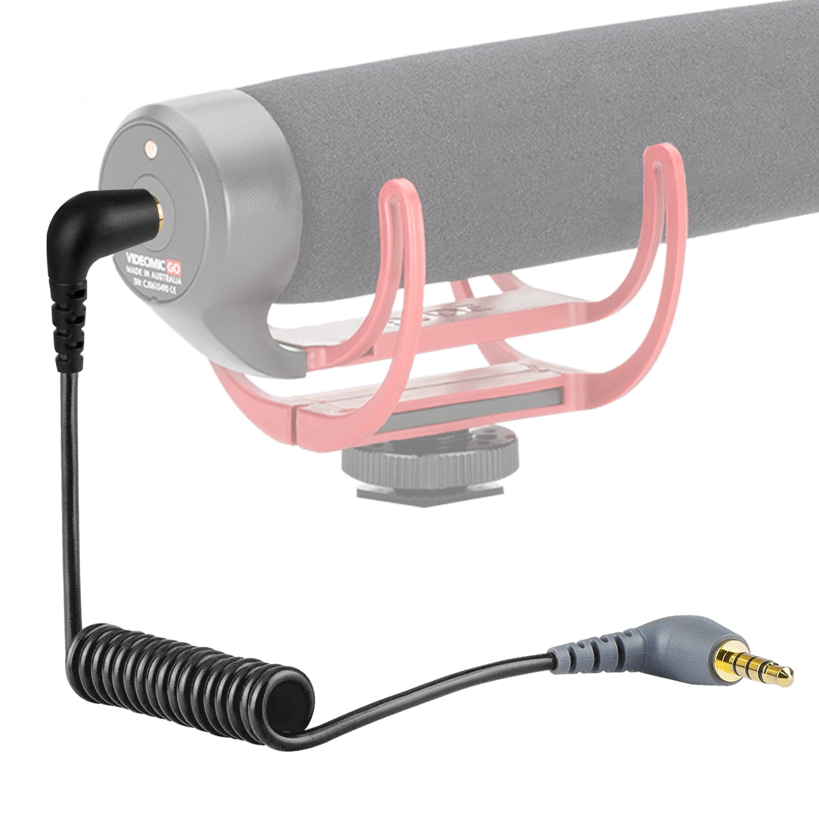 Geekria for Creators 3.5mm TRRS to TRS Coiled Right Angle Microphone ...