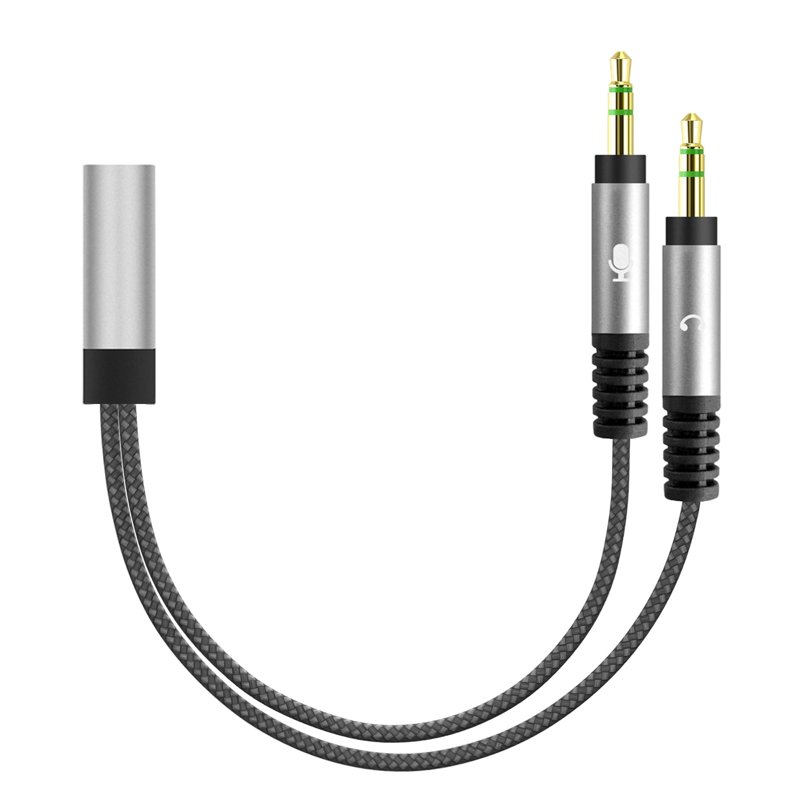 Geekria Nylon Braided Headset Y Splitter Adapter, Headphones Splitter ...