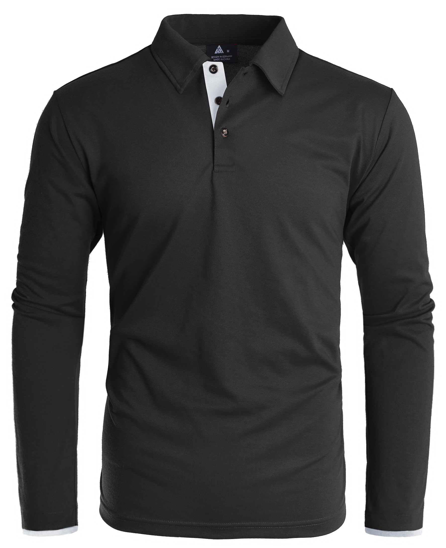 Geeksport Men's 3 Button Quick Dry Long Sleeve Performance Polo Shirts - Walmart.com