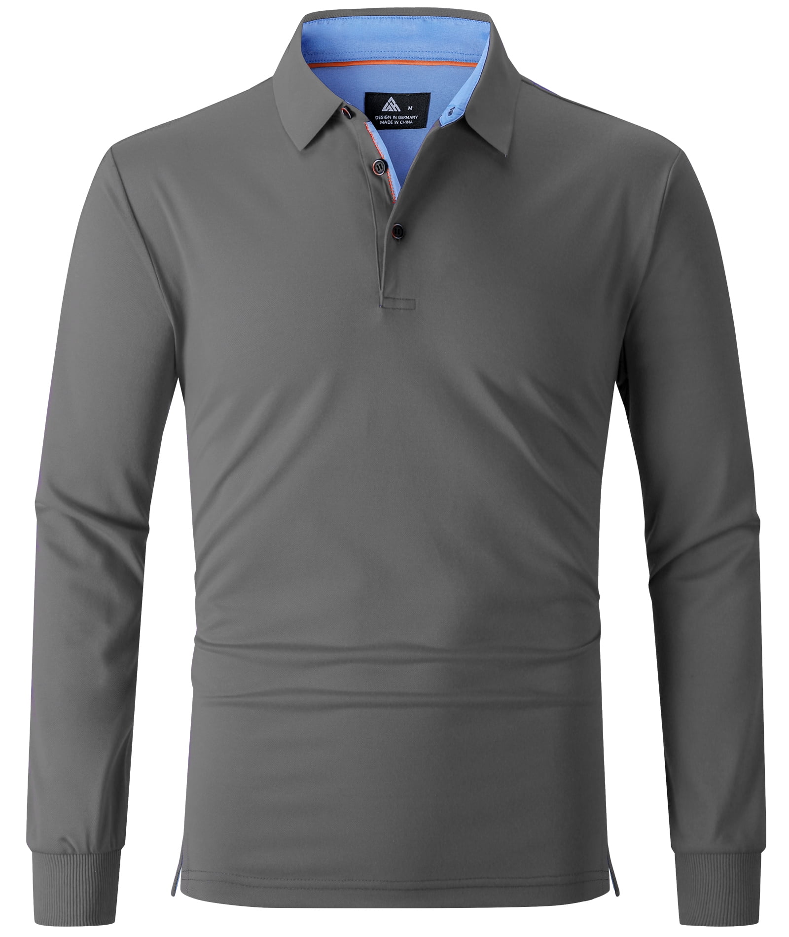 Geeksport Men's Sports Long Sleeve Solid Causal Polo Shirts - Walmart.com