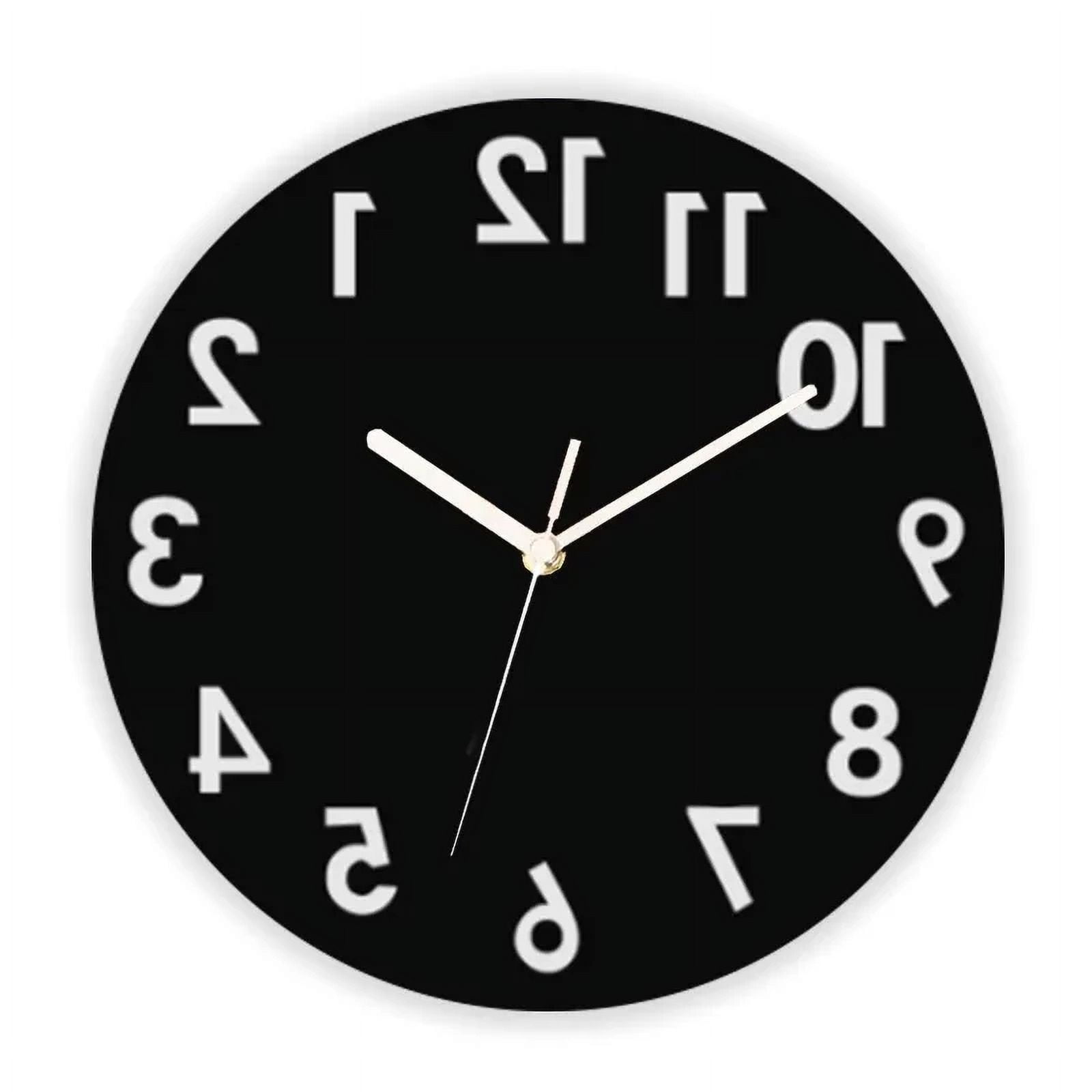 Geeky Counter Clockwise Backwards Round Wall Clock Funny Modern ...