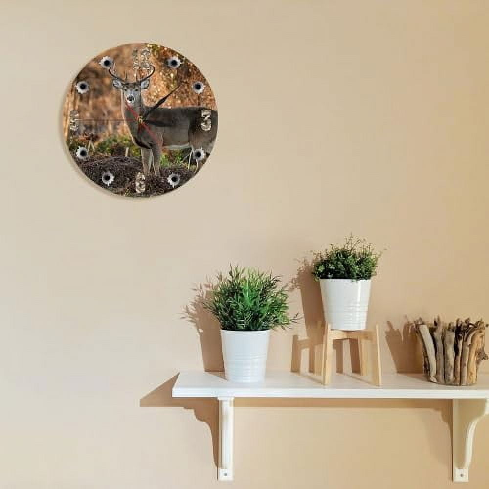 The Geeky Days Deer Wall Clock, 12 Inch Cabin Hunting Clock Round ...