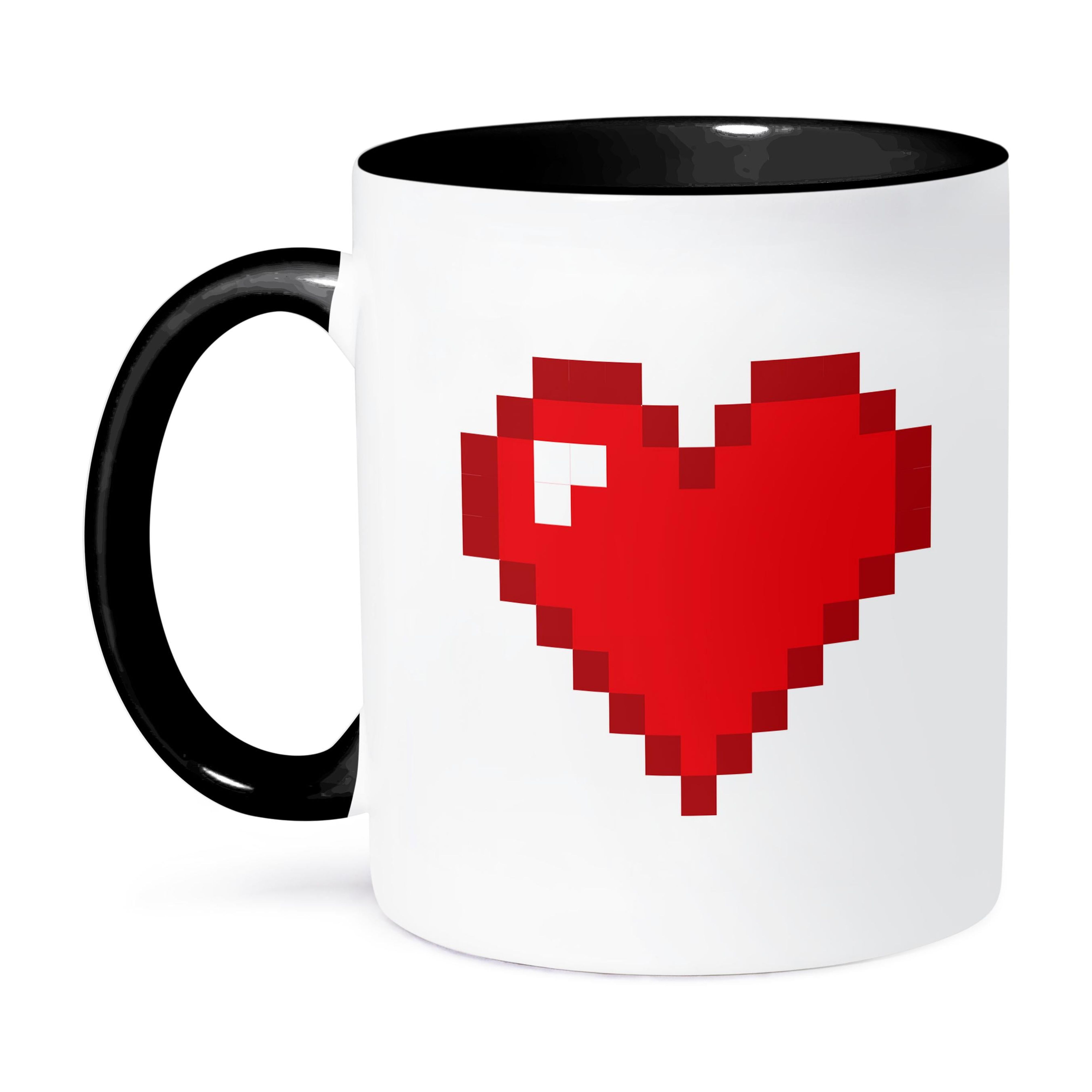 Geeky Old School 8-Bit Pixel Pixelated Heart Graphic, 11oz Two-Tone ...