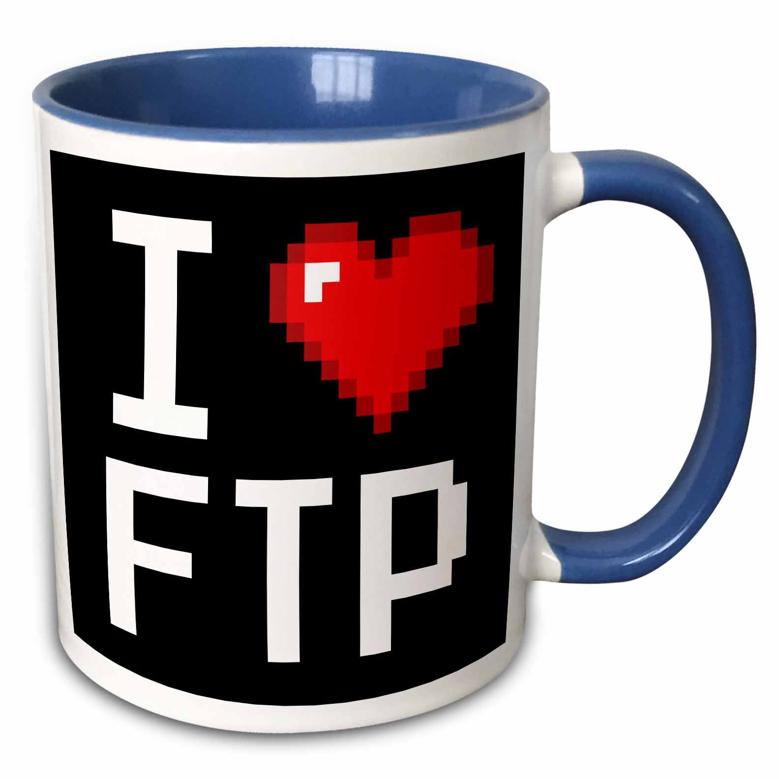 Geeky Old School Pixelated Pixels 8-Bit I Heart I Love FTP 11oz Two ...