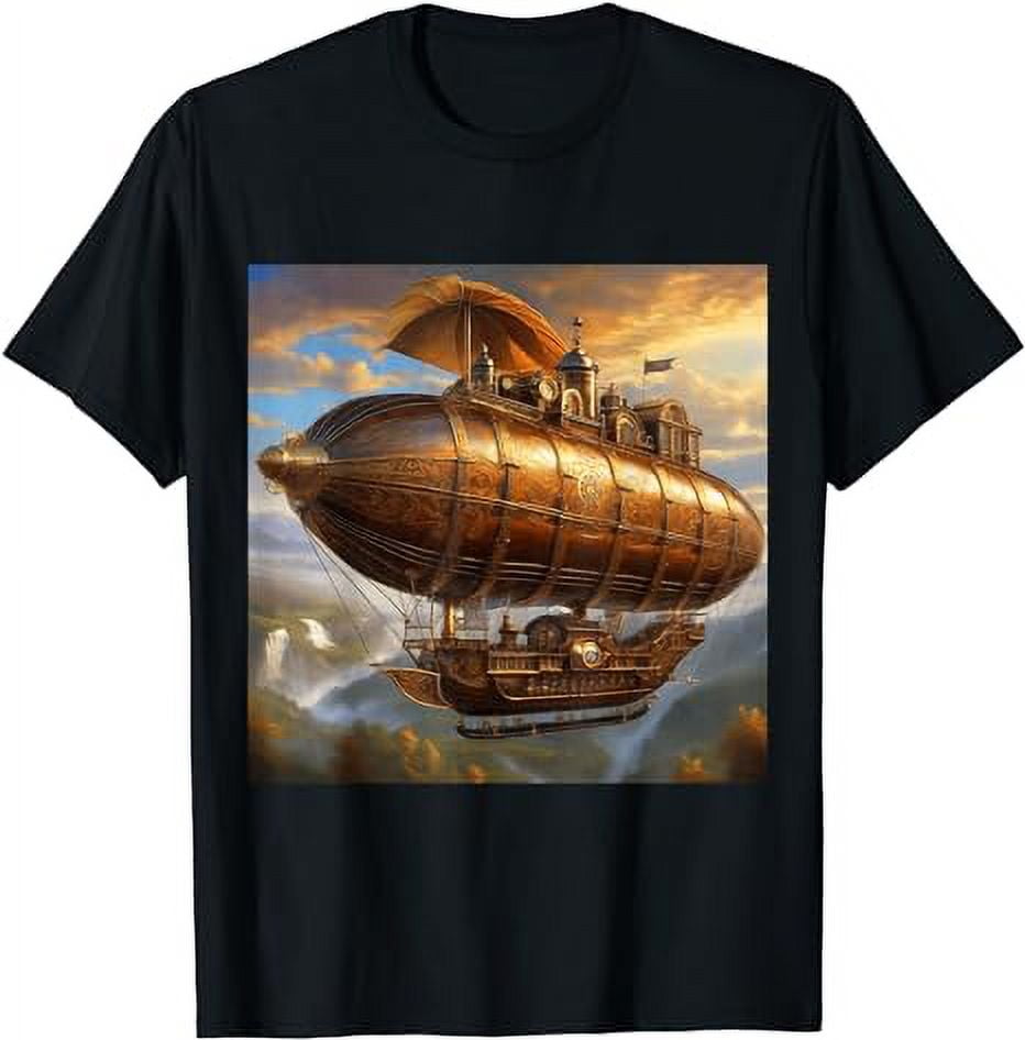 Geeky and Nerdy Steampunk Fantasy Zeppelin Blimp Graphic T-Shirt ...