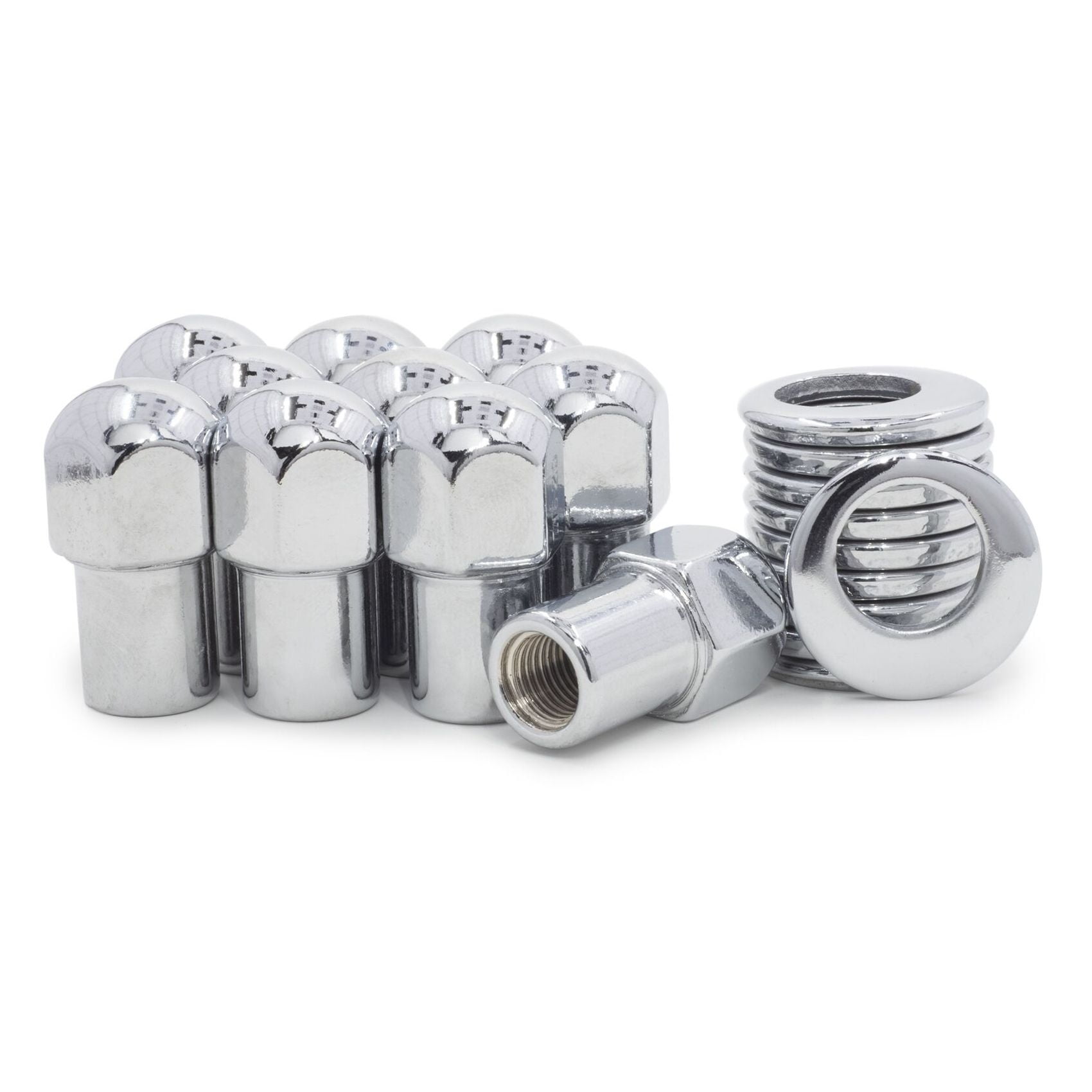 Geelife 10 Lug Nuts 12x1.5 Chrome Dome Top Nut .75 Shank Cragar Offset ...
