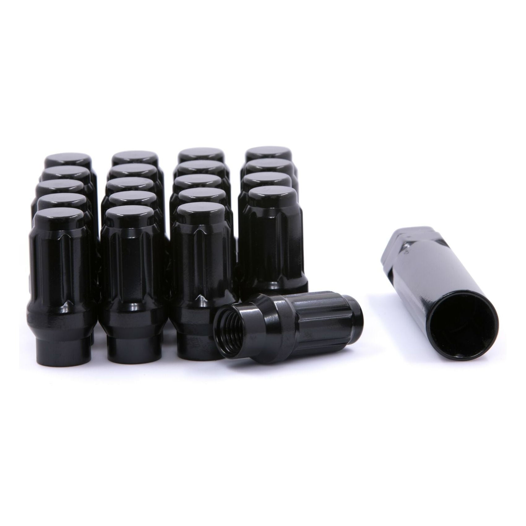 Geelife 20 Spline Lug Nuts ET Tuner Style 7/16-20 Black Bulge Acorn + Key - Walmart.com